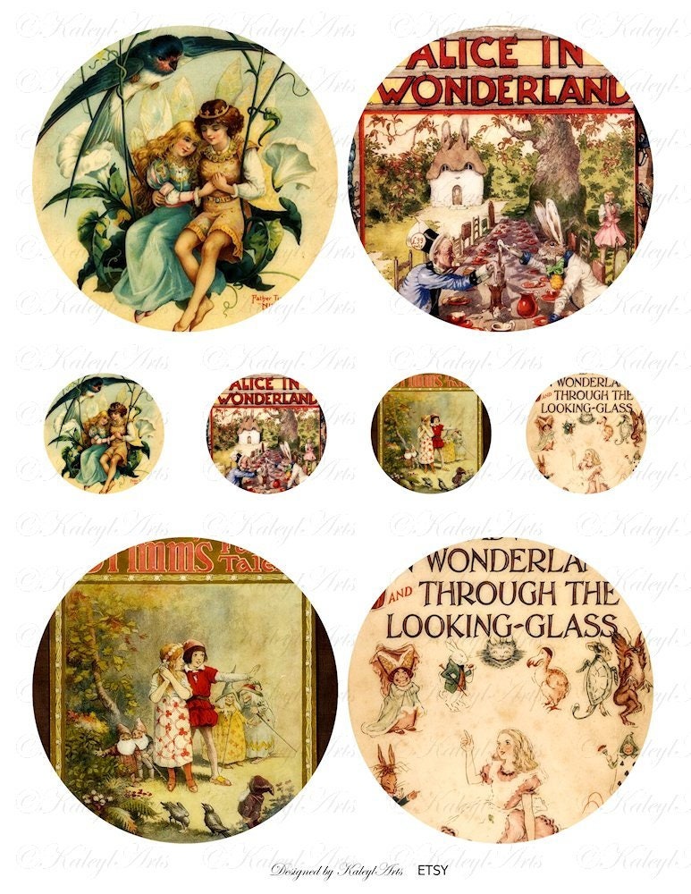 Printable,fairy Tales,circles,cabochon,stickers,glass, Resin ...
