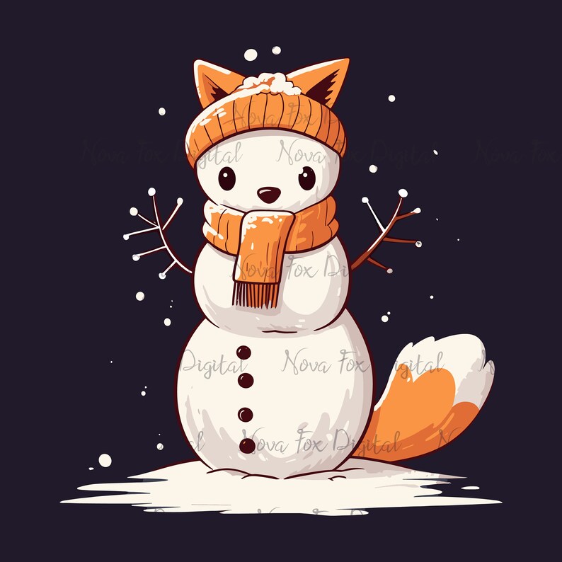 Cute Fox Snowman PNG, SVG, JPG Digital Download - Great for Sublimation ...
