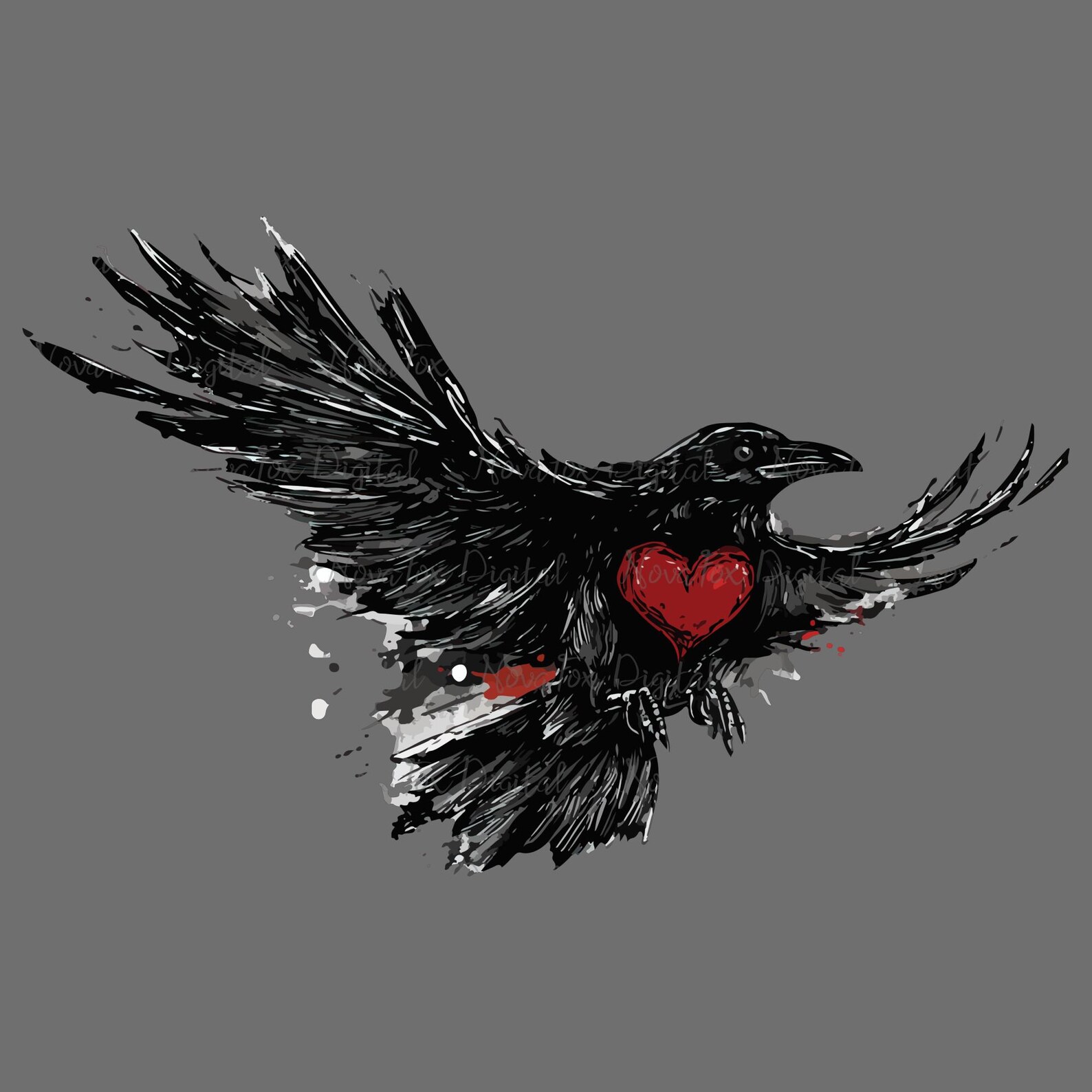 Crow With Heart PNG SVG JPG (digital Download) Valentine Crow Clipart ...