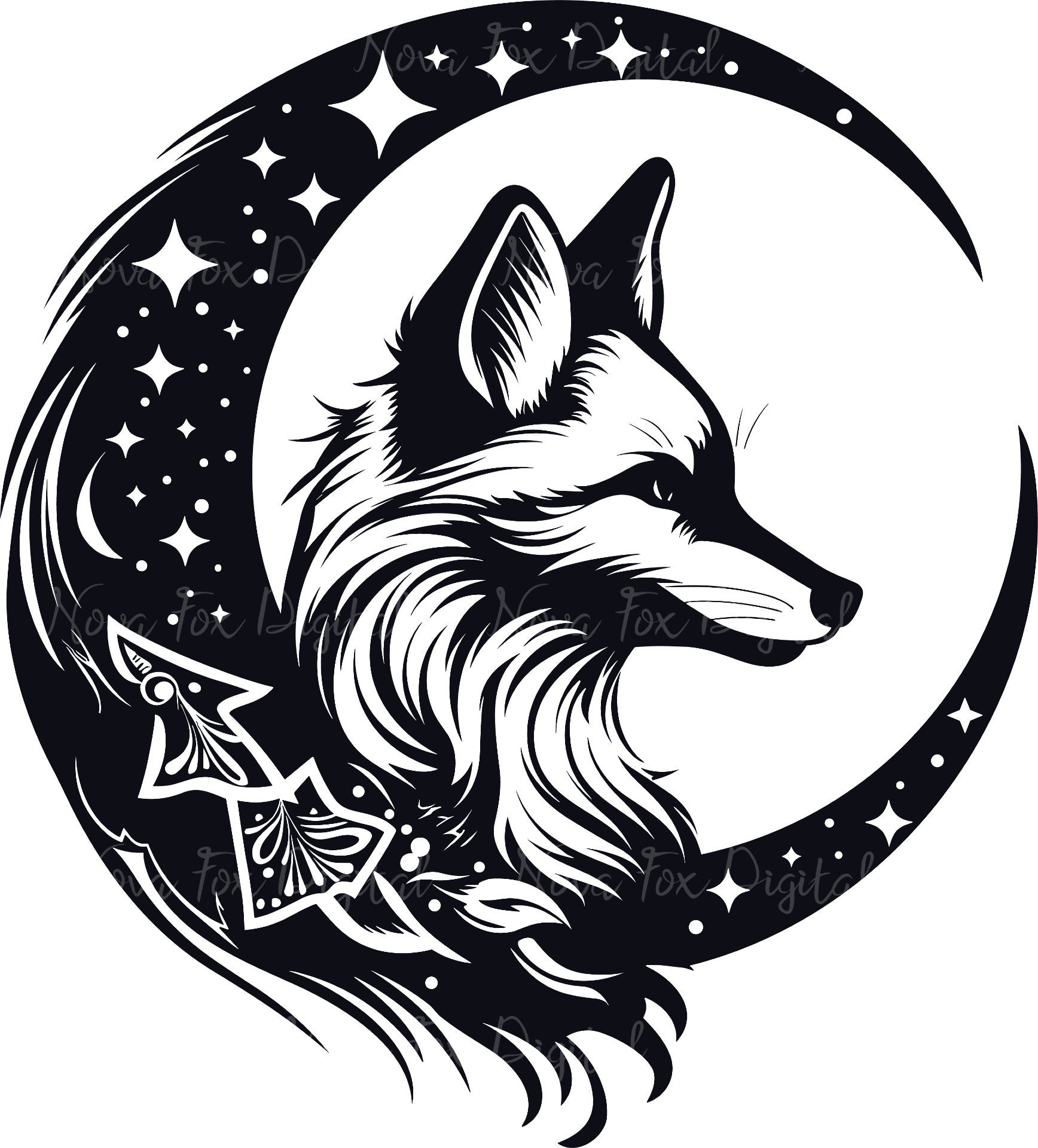 Crescent Moon Fox PNG, SVG, JPG Digital Download - Great for ...