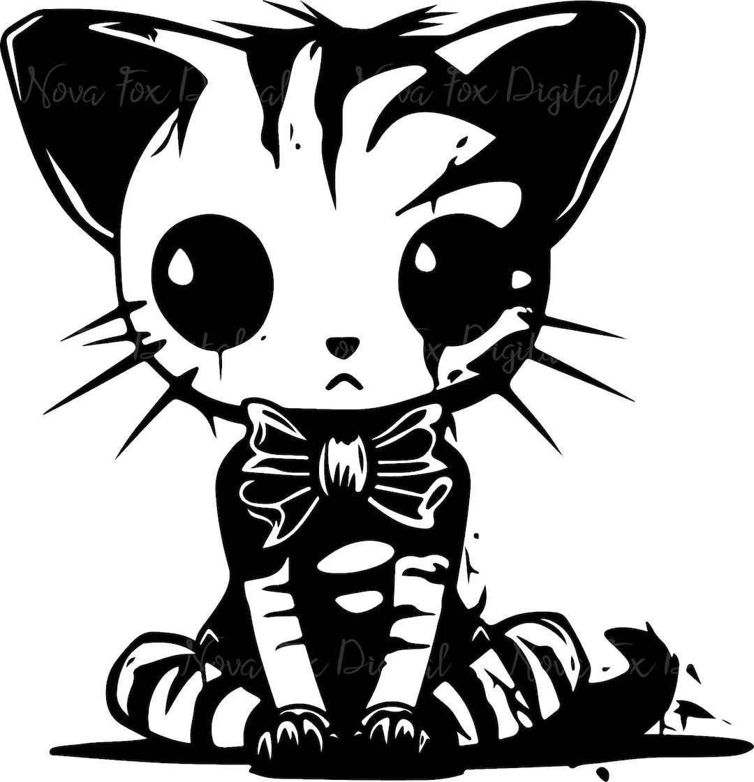 Dark Gothic Sad Cat PNG, SVG, JPG - Digital Download - Great for ...