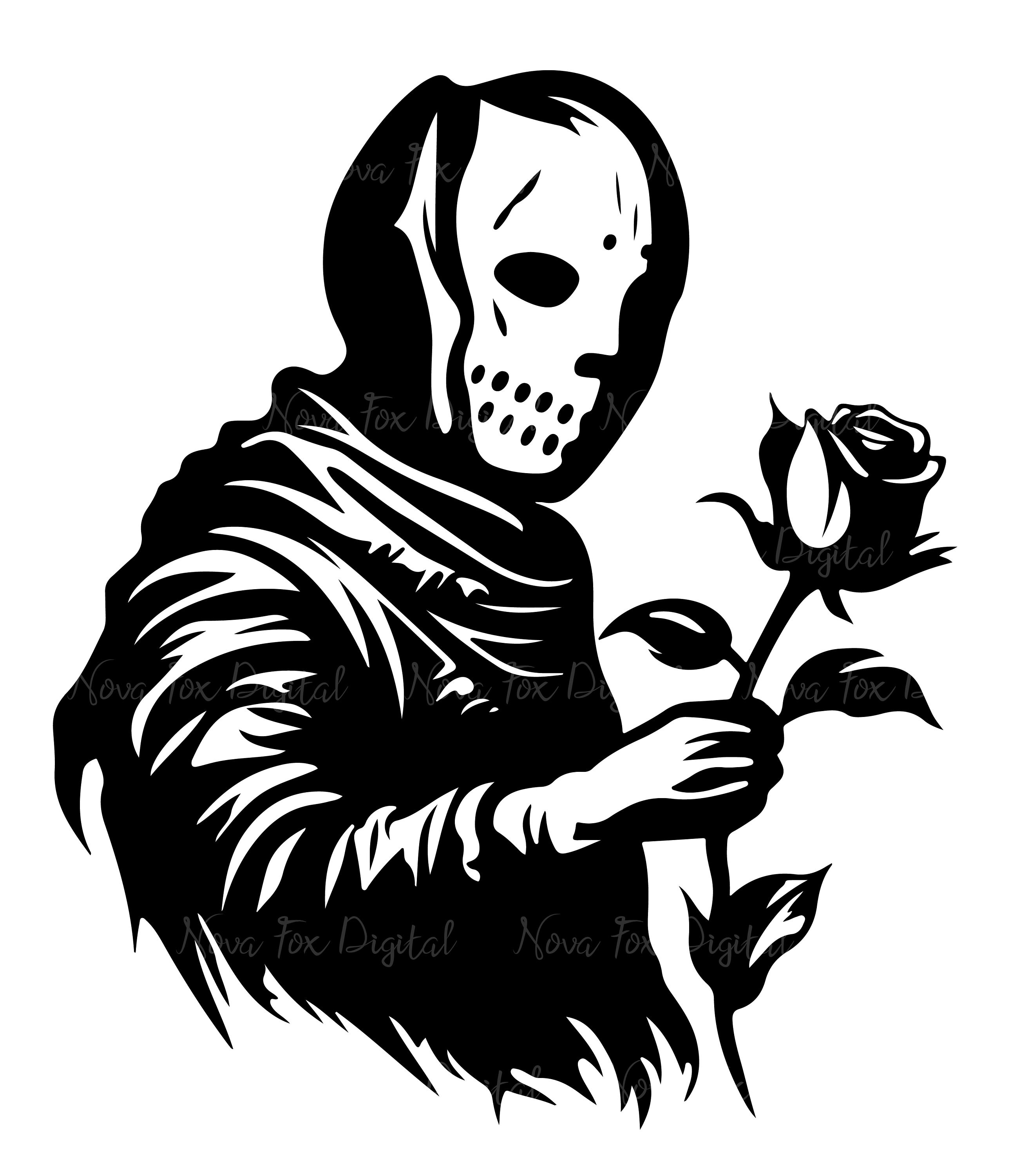 Masked Killer Holding Rose PNG, SVG, JPG Digital Download - Halloween ...