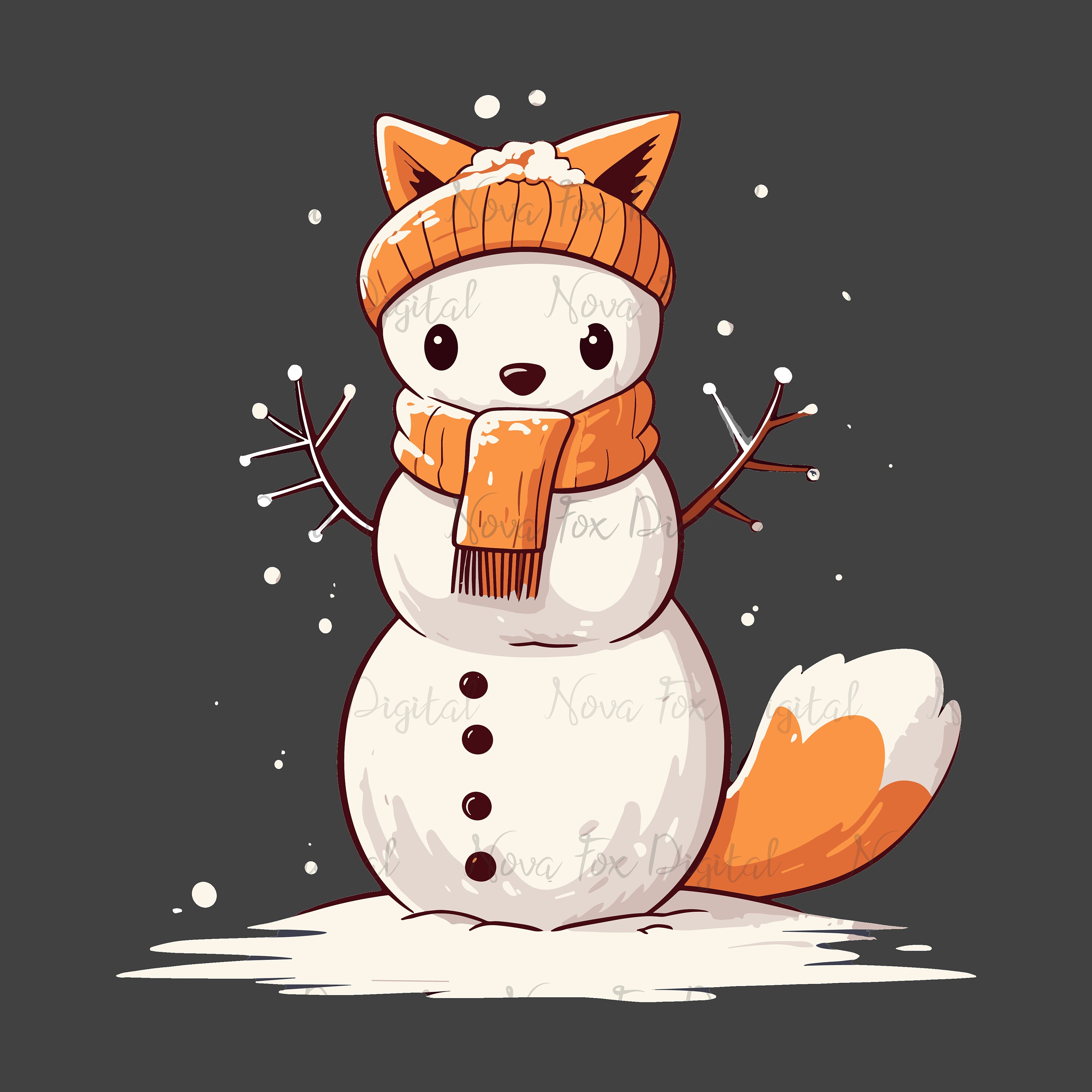 Cute Fox Snowman PNG, SVG, JPG Digital Download - Great for Sublimation ...