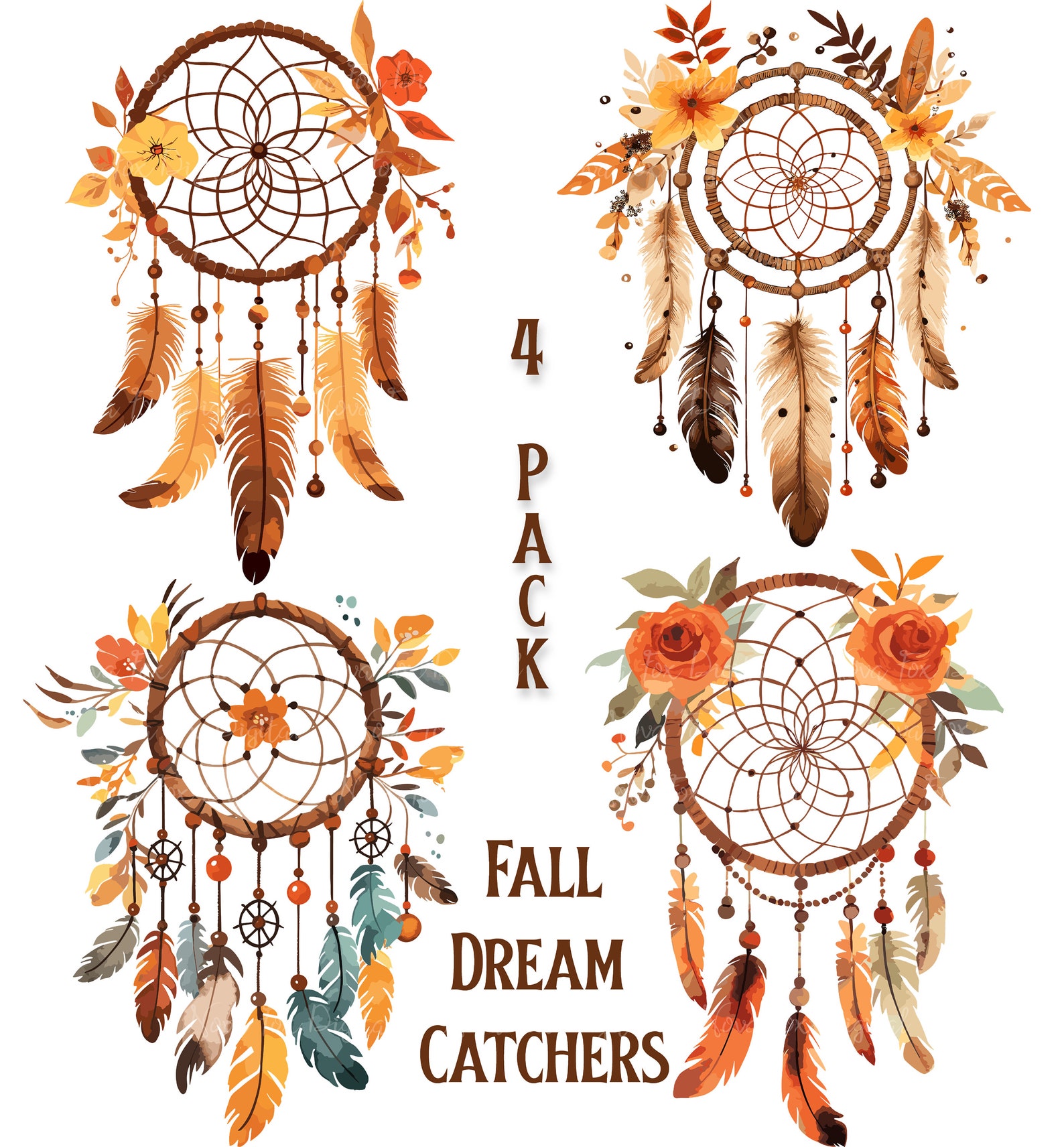 4 Pack Fall Dream Catcher PNG, SVG, JPG Digital Download - Great for ...