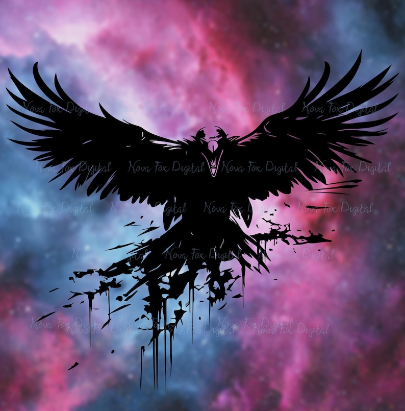 Black Crow PNG, SVG, JPG Digital Download - Open Wings, Flying ...