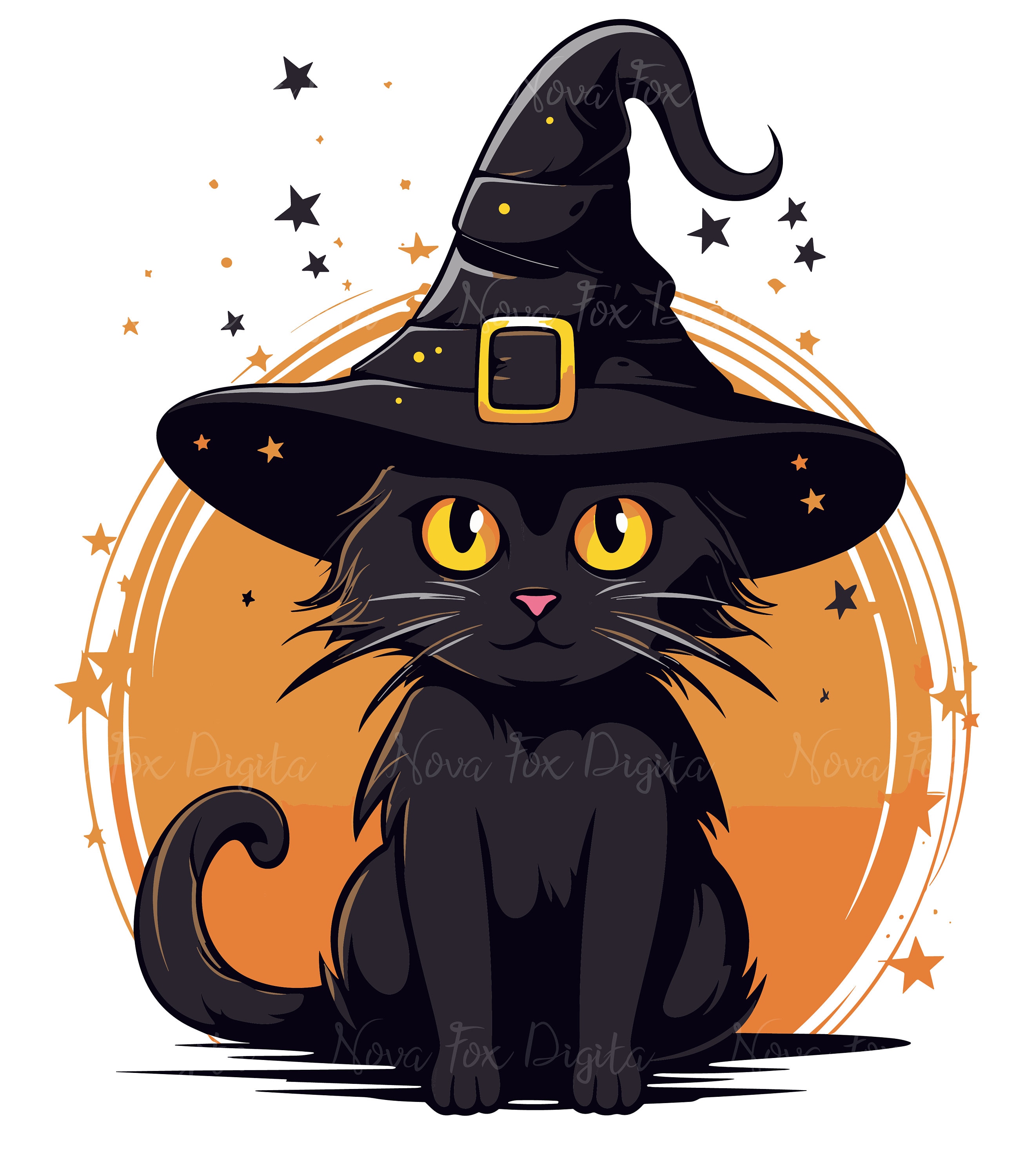 Halloween Cat PNG, SVG, JPG Digital Download - Witch Cat Clipart - Etsy
