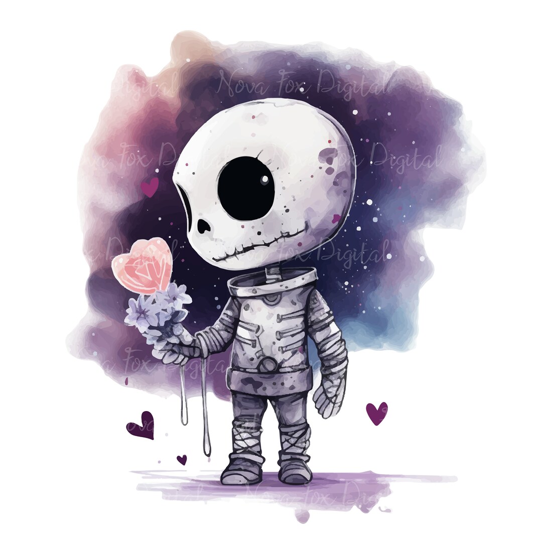 Astronaut Skeleton With Flowers PNG SVG JPG - Galaxy Skelly Digital ...