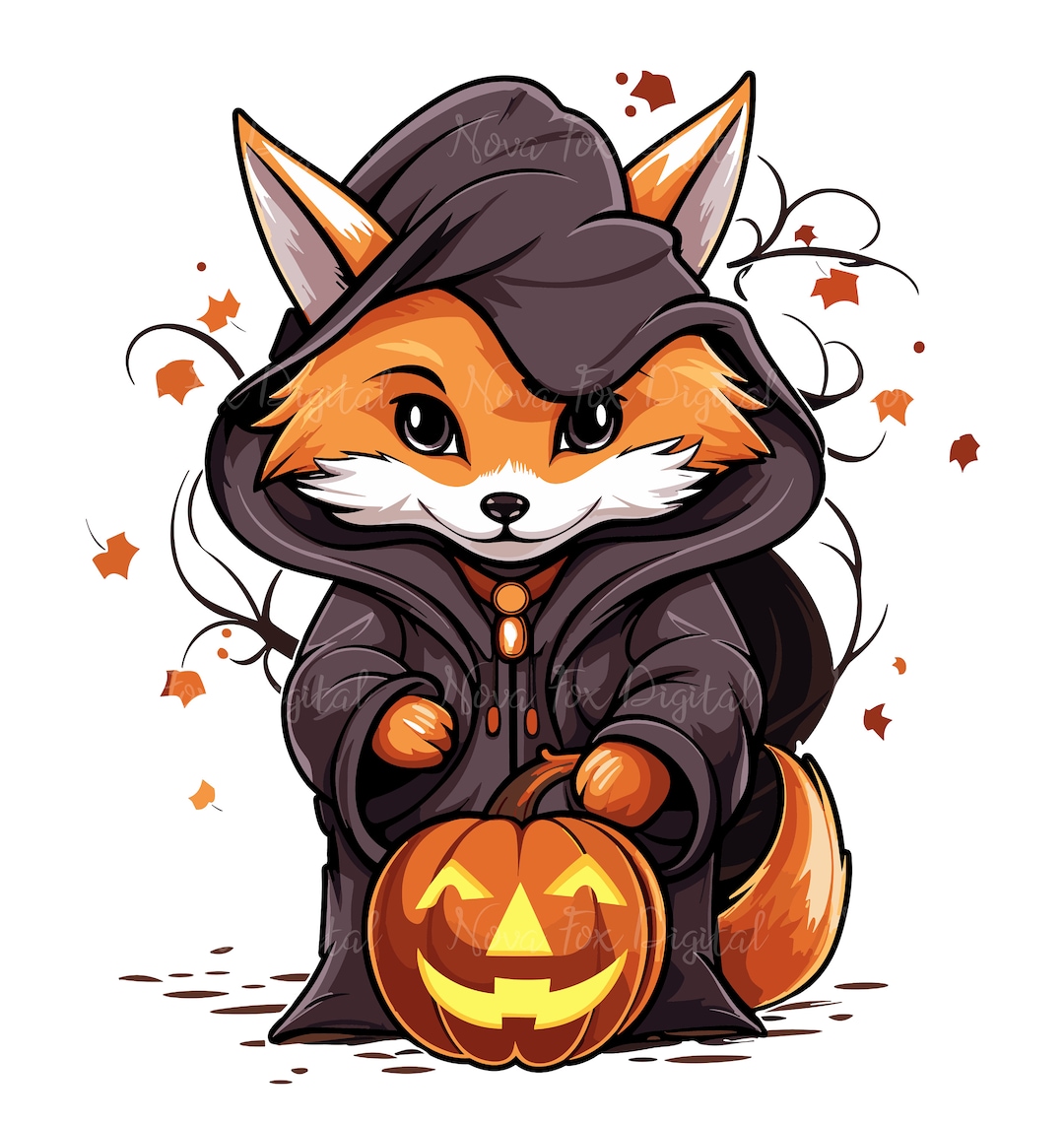 Cute Halloween Fox PNG, SVG, JPG Digital Download - Great for ...
