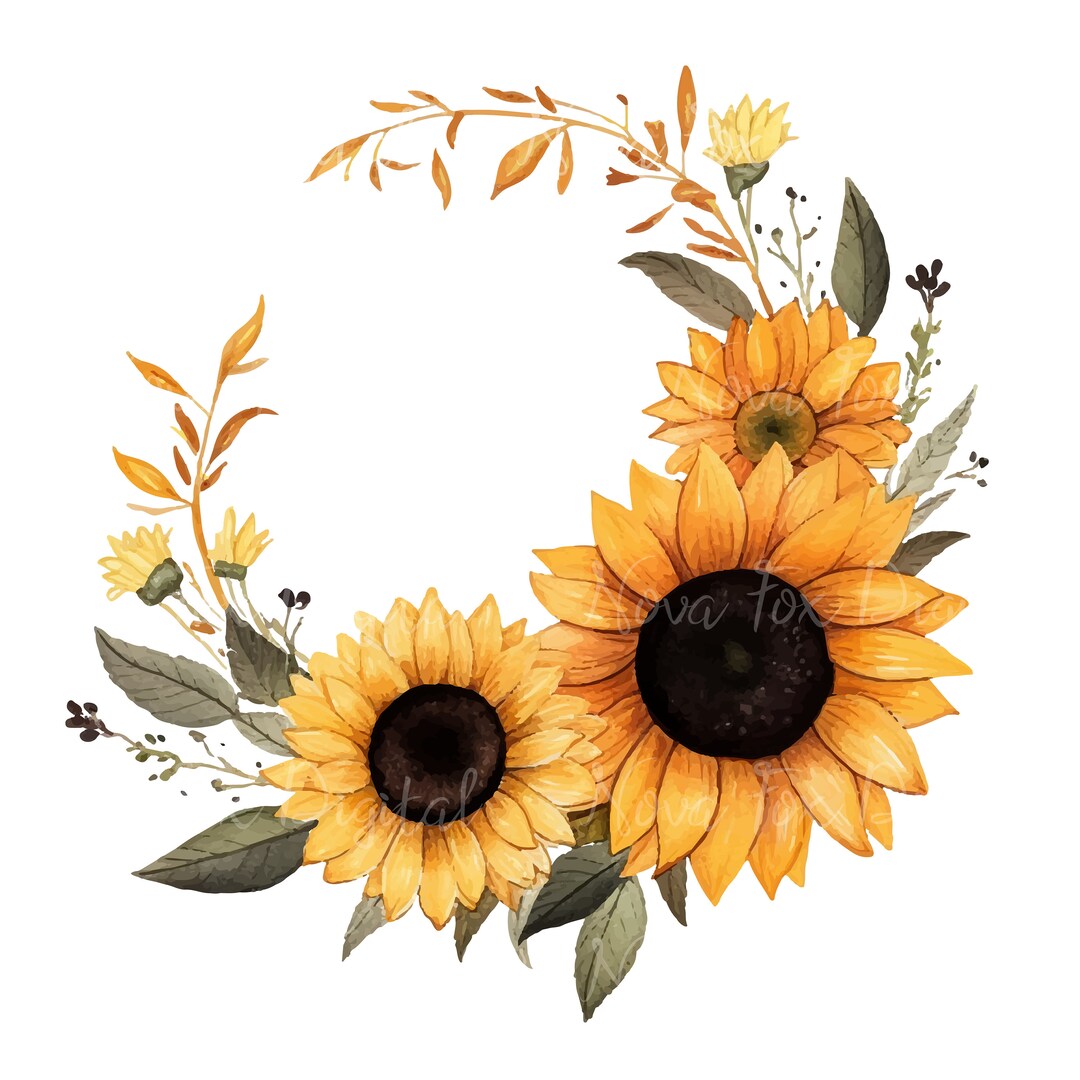 Crescent Fall Sunflower Floral Design PNG, SVG, JPG Digital Download ...