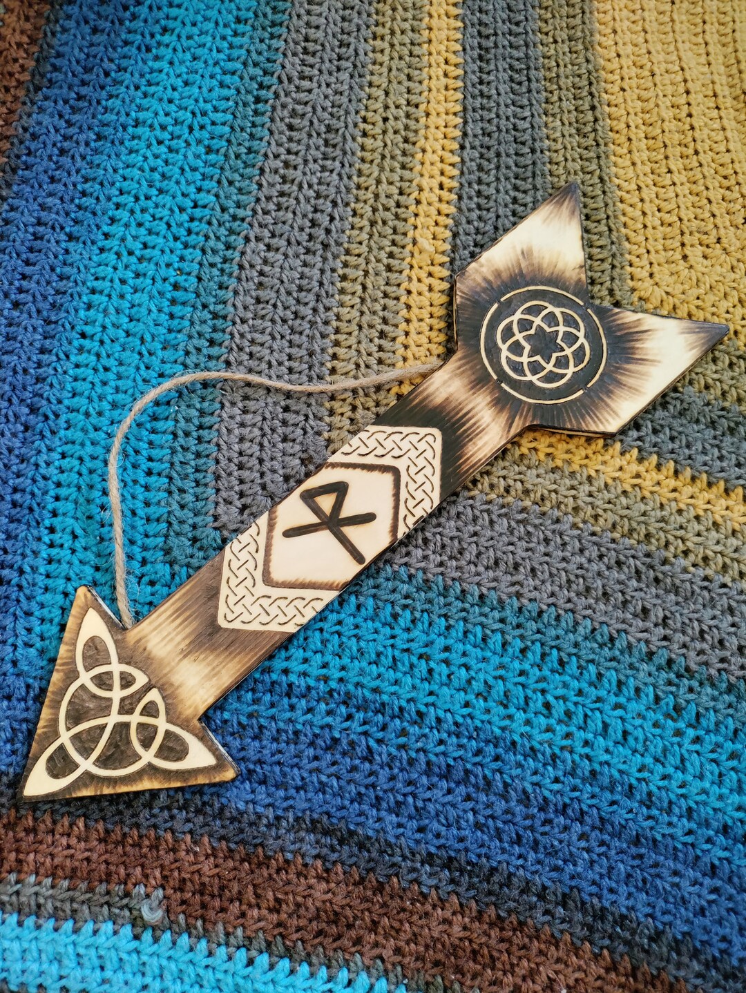 Woodburned Runic Arrow Sign - Etsy