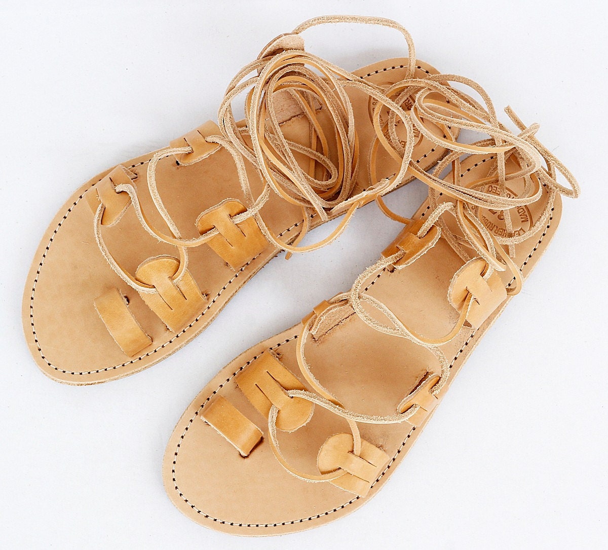 Unisex Spartan Leather Sandals Tie up Sandals Traditional - Etsy