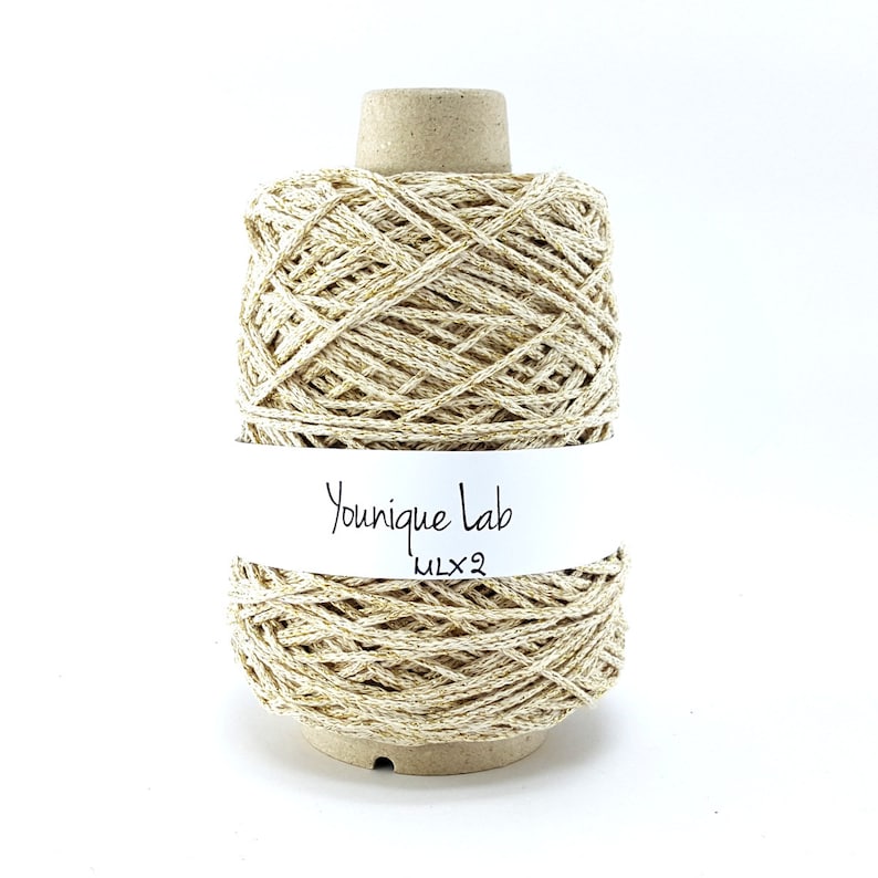 Beige Cotton Yarn With Gold Lurex for Bags Macrame Amigurumi - Etsy