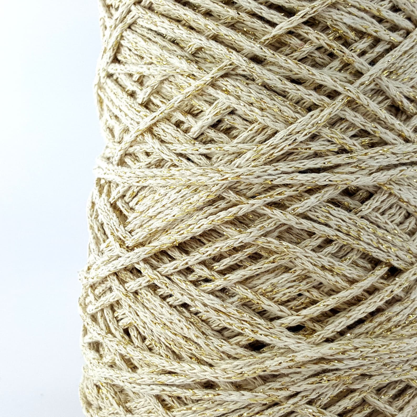 Beige Cotton Yarn With Gold Lurex for Bags Macrame Amigurumi - Etsy