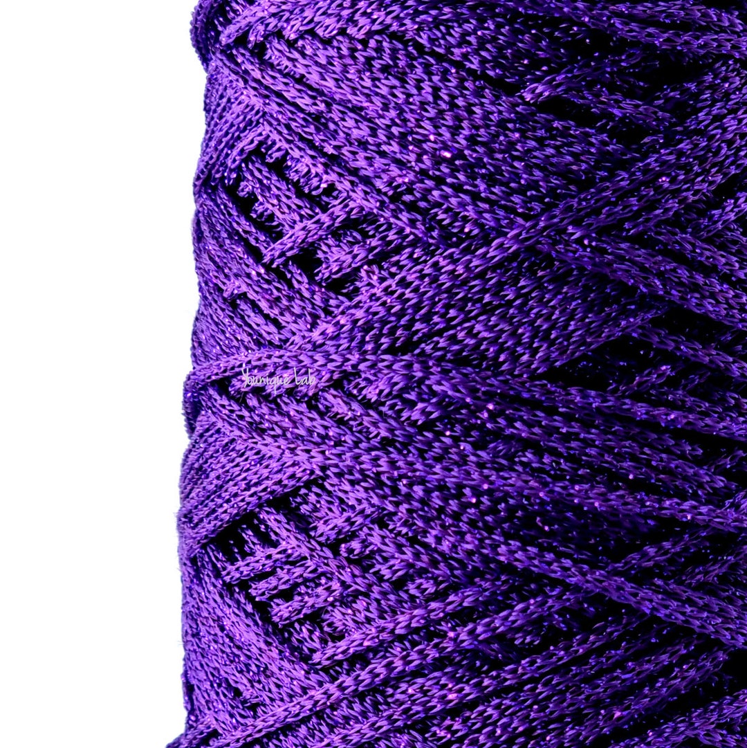 Natural Silk Purple Yarn With Purple Lurex Metallic Thread, Yarn for ...