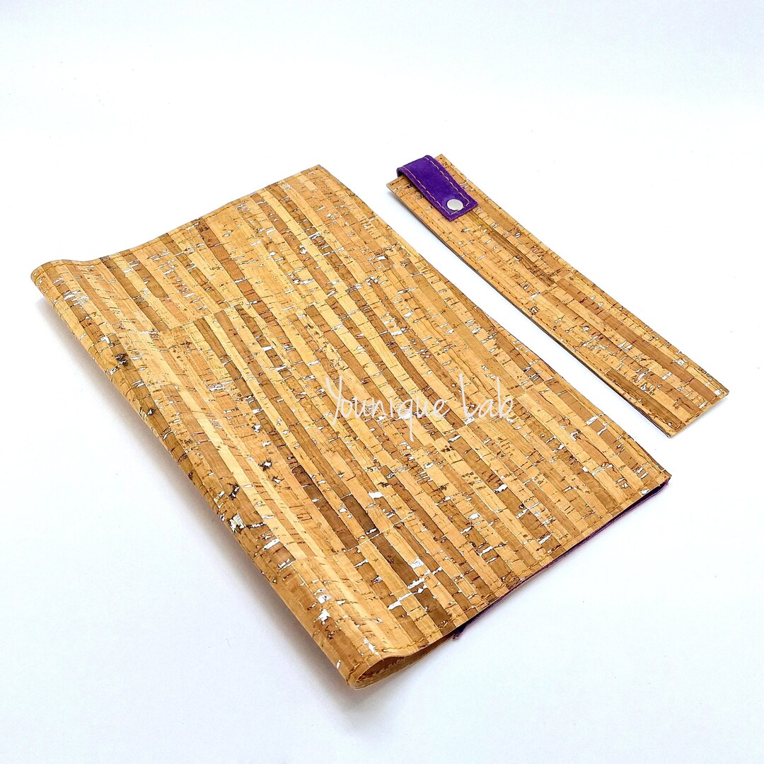 Handmade Book Cover and Match Bookmark in Natural Stripped Cork and ...