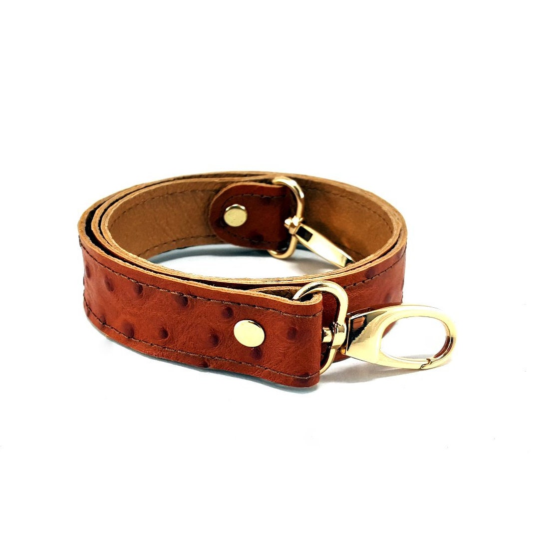 2,5 Cm Tambac Ostrich Pattern Leather Strap With Hooks for Bags L21 ...