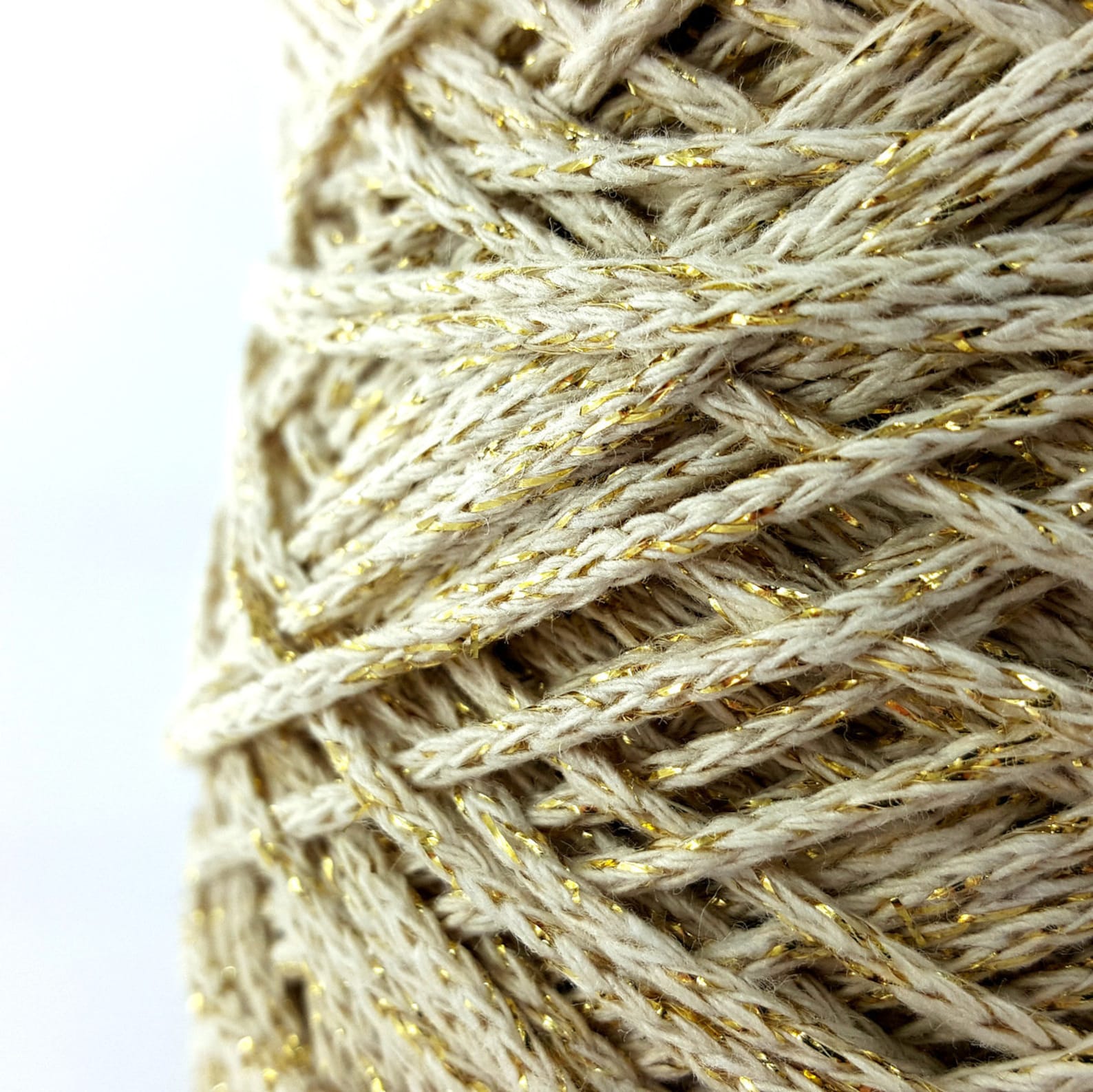 Beige Cotton Yarn With Gold Lurex for Bags Macrame Amigurumi - Etsy