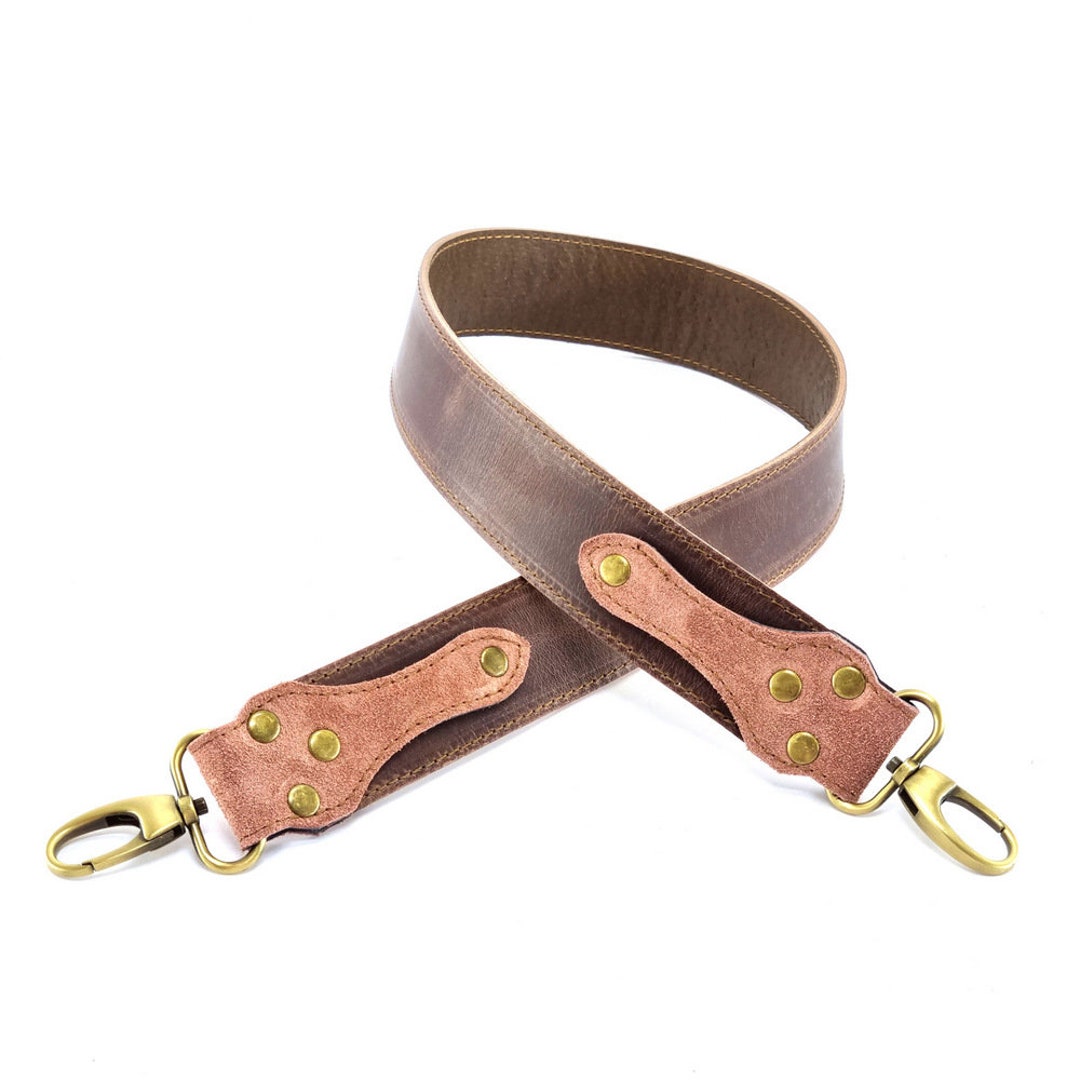 Brown Leather Vintage Strap, Design Strap for Bags, Waxed and Suede ...