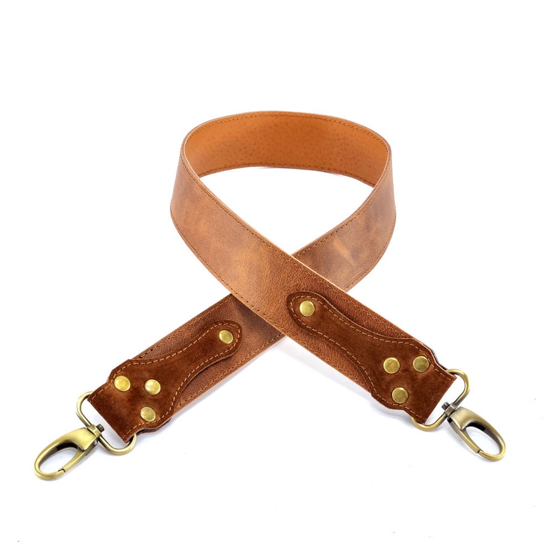 Brown Leather Bag Strap, Waxed & Suede Design, Replacement Strap - Etsy