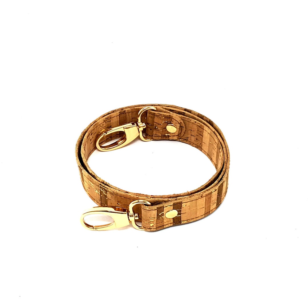 Gold Striped Cork Bag Strap, Replacement Purse Handle With Hooks - Etsy