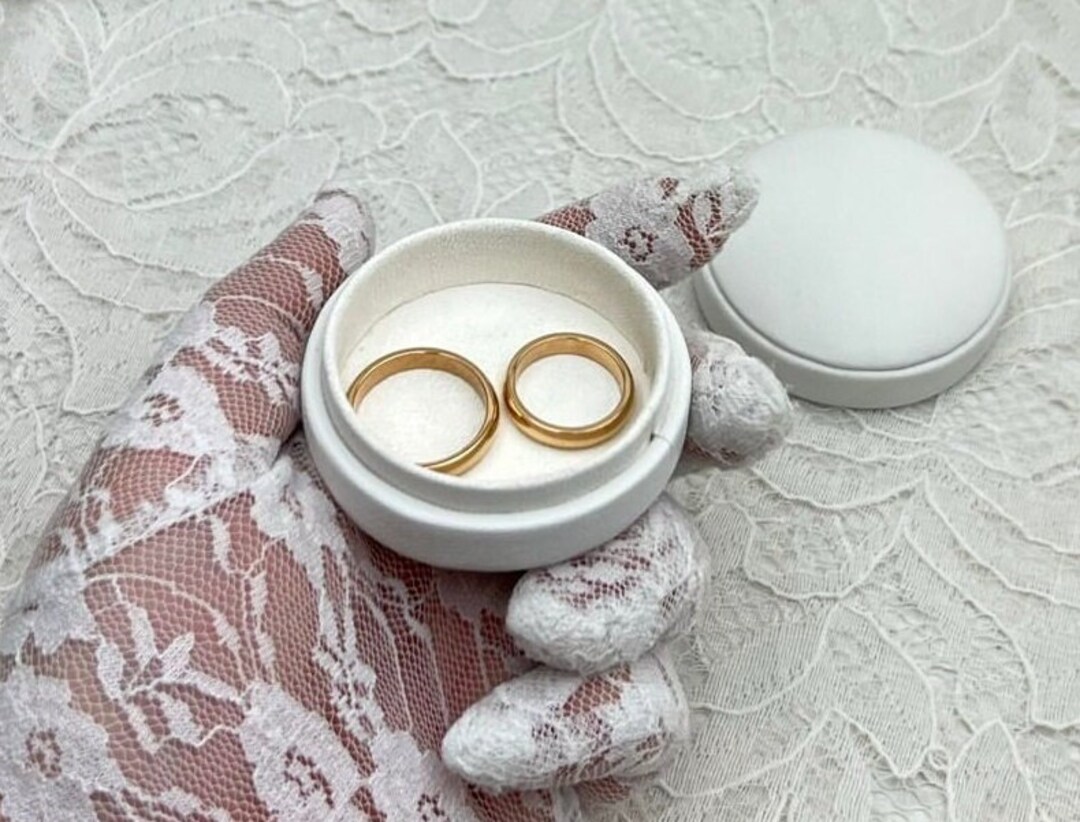 White Double Ring Box Wedding Ring Box Wedding Decorations Ceremony Wedding Ring Pillow Ceremony ...