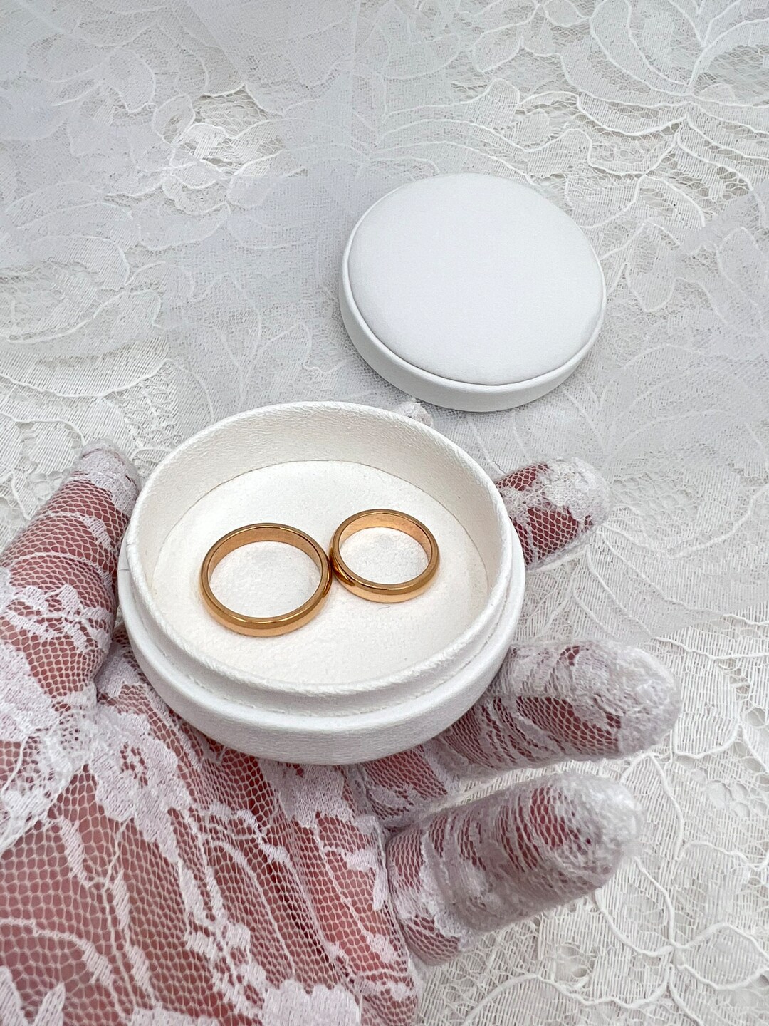 White Double Ring Box - Wedding Ring Box - Wedding Decorations Ceremony ...