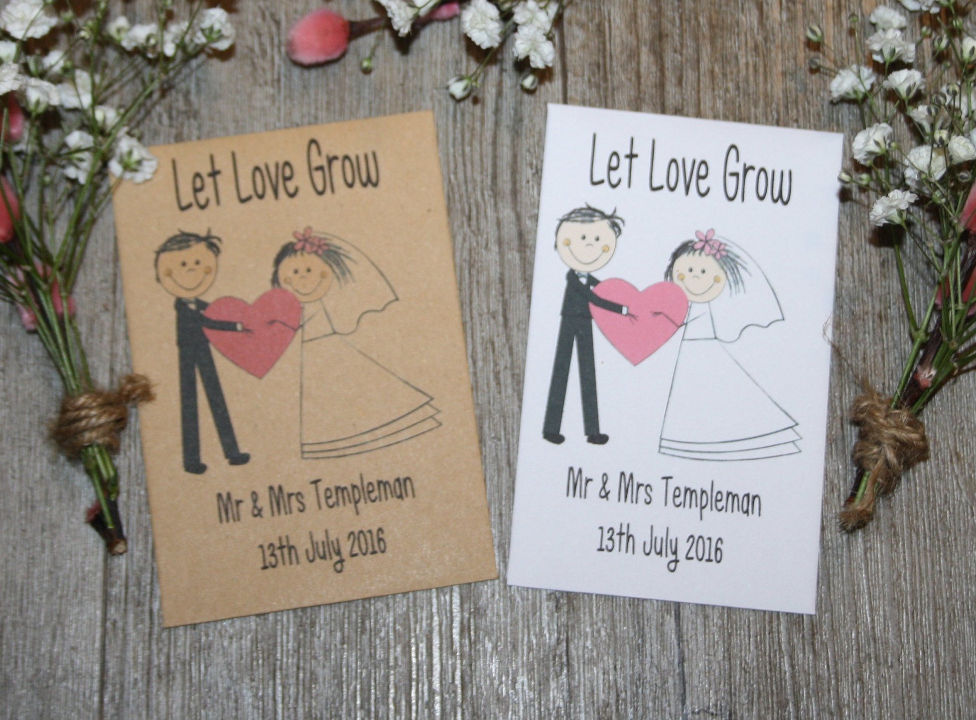 Personalised Let Love Grow Wedding Day Party Flower Seed | Etsy