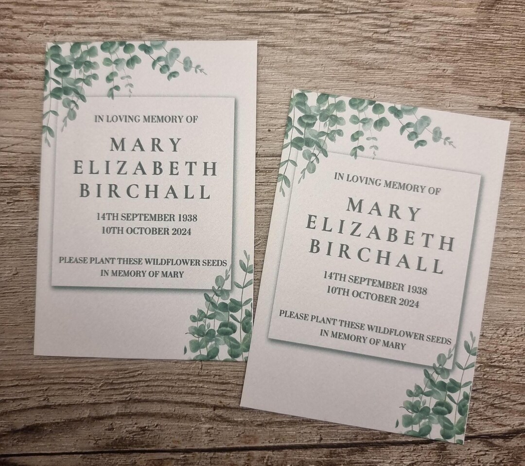 Funeral Seed Packets in Loving Memory Personalised Wildflower Memorial ...