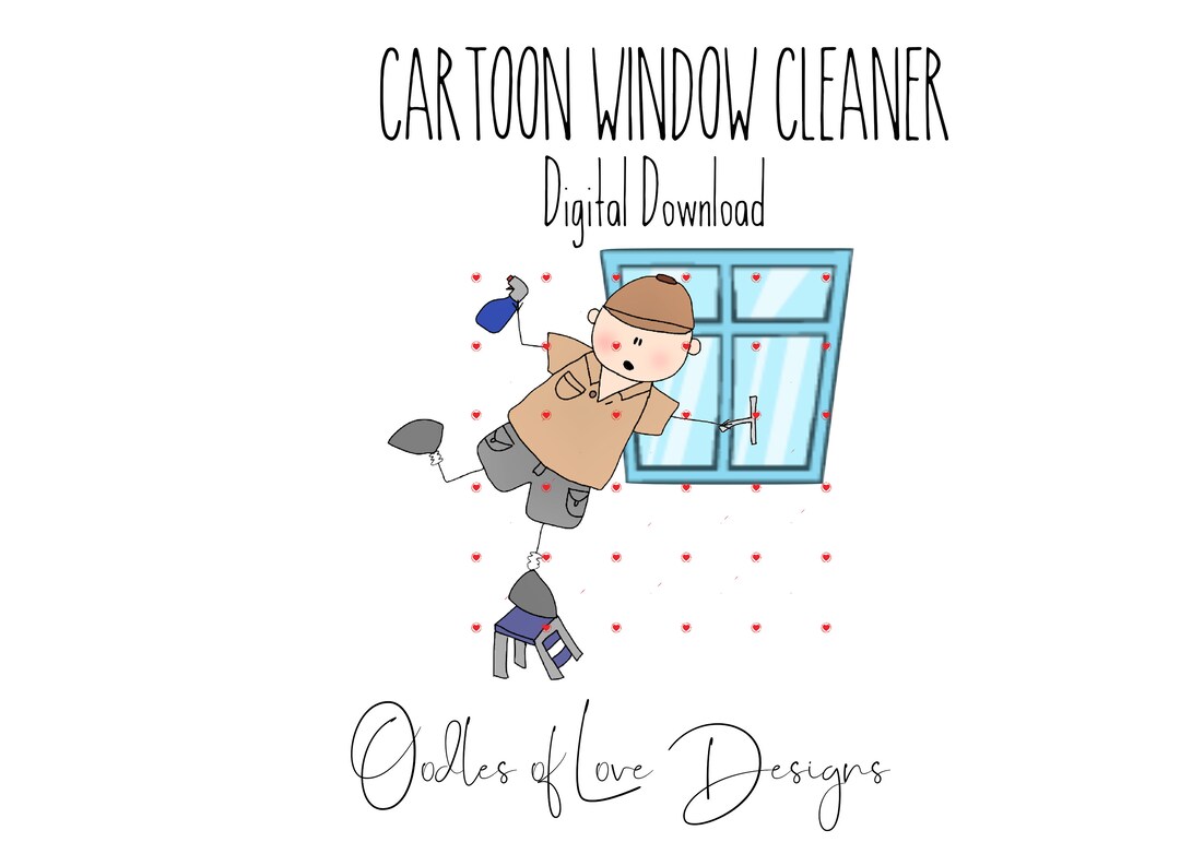 Funny Cartoon Window Cleaner Clipart , Digital Download - Etsy