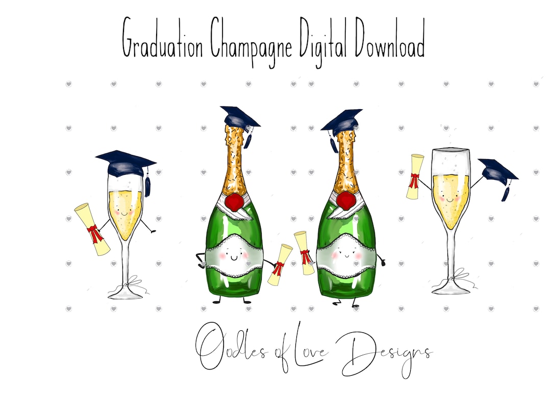 Cute Graduation Champagne / Prosecco Bottles and Glasses, Graduation ...