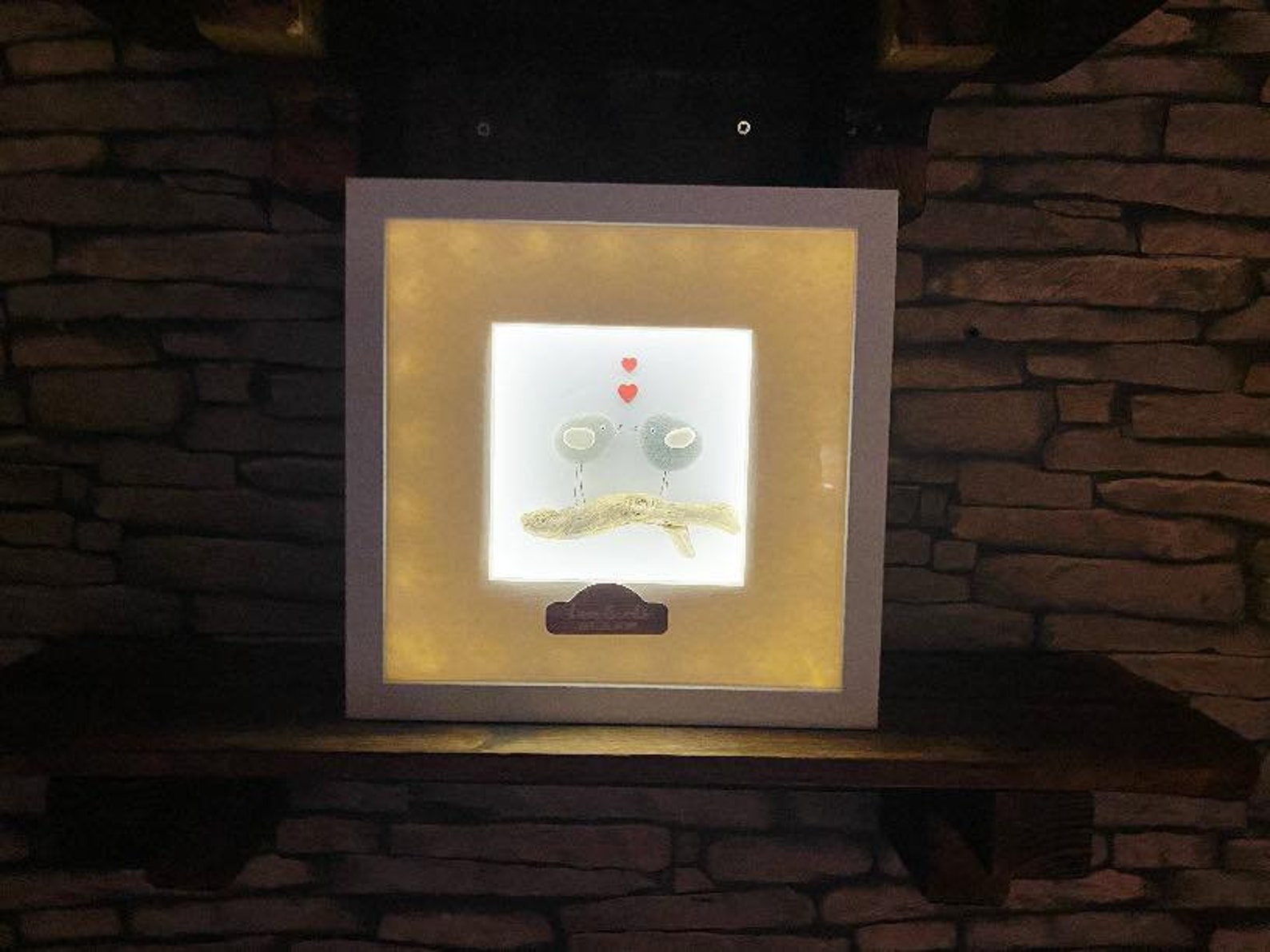 Love Birds Pebble Art Light up Box Frame | Etsy