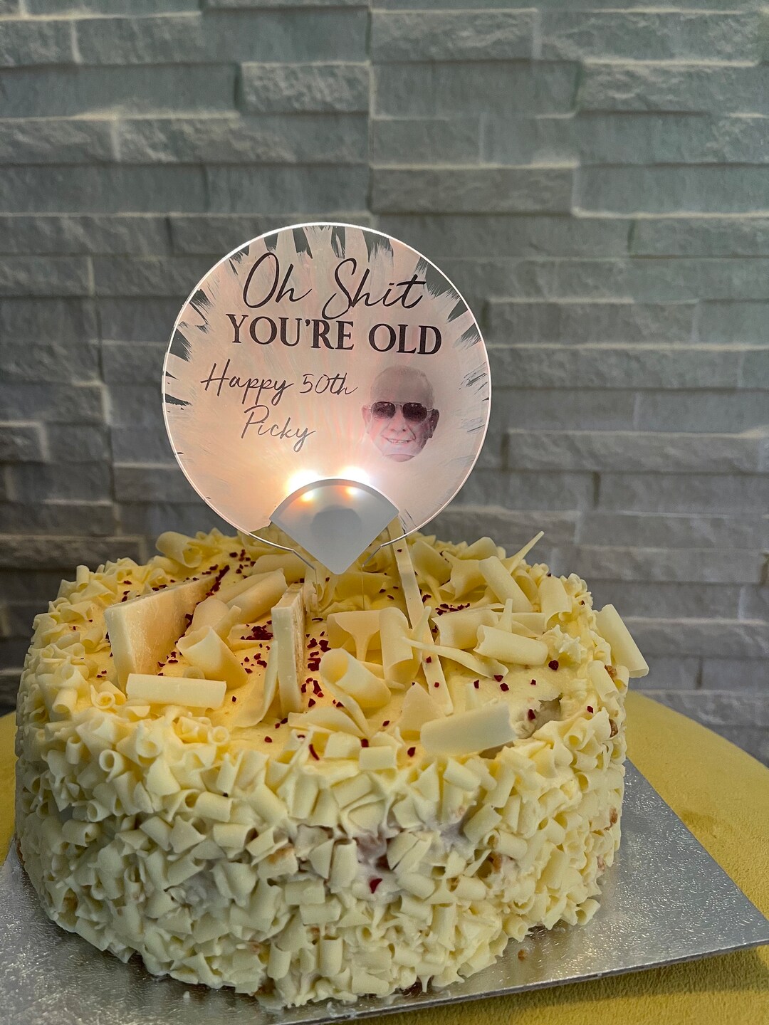 Funny Light up Cake Topper, Photo Cake Topper, Oh Sh*t You're Old ...