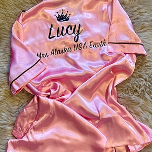 Personalized Satin Pageant Pajamas: Adult Robe PJ Set - Etsy