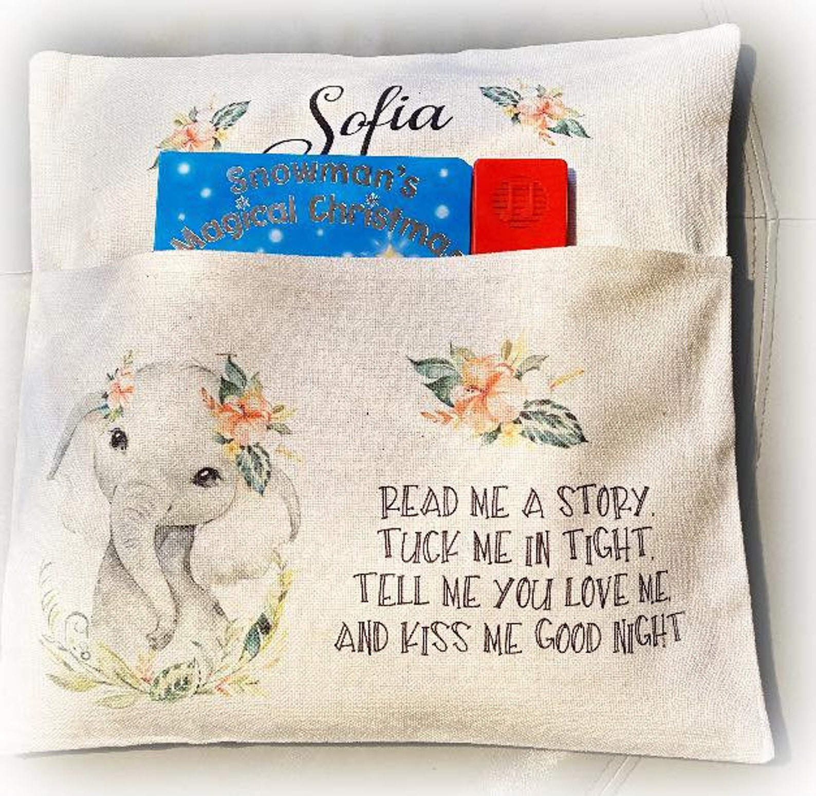 Personalised Pocket Cushion Linen Book Cushion - Etsy