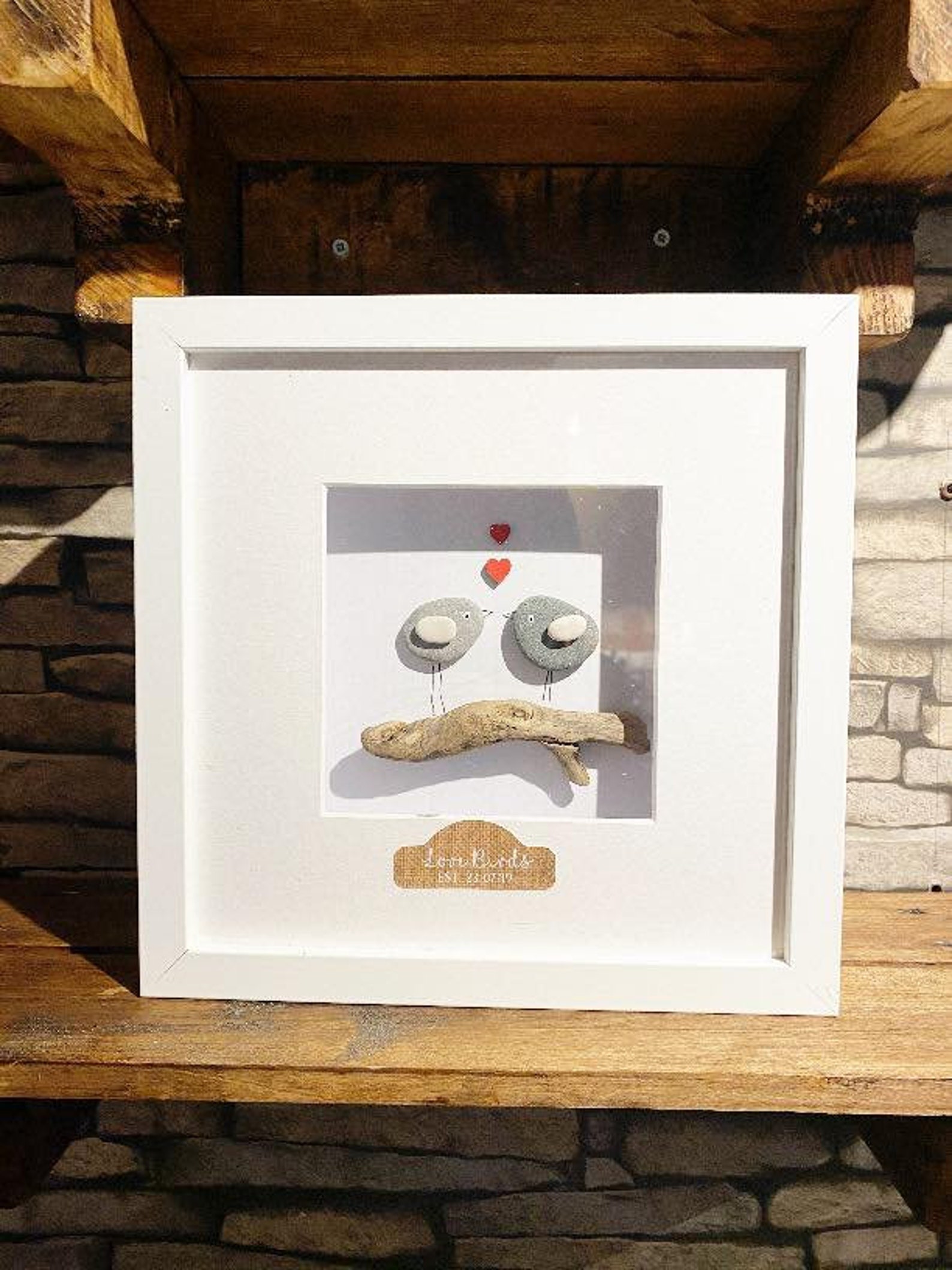 Love Birds Pebble Art Light up Box Frame - Etsy