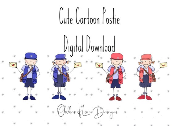 Funny Cartoon Postie Clipart Set Delivery Driver Royal Mail - Etsy