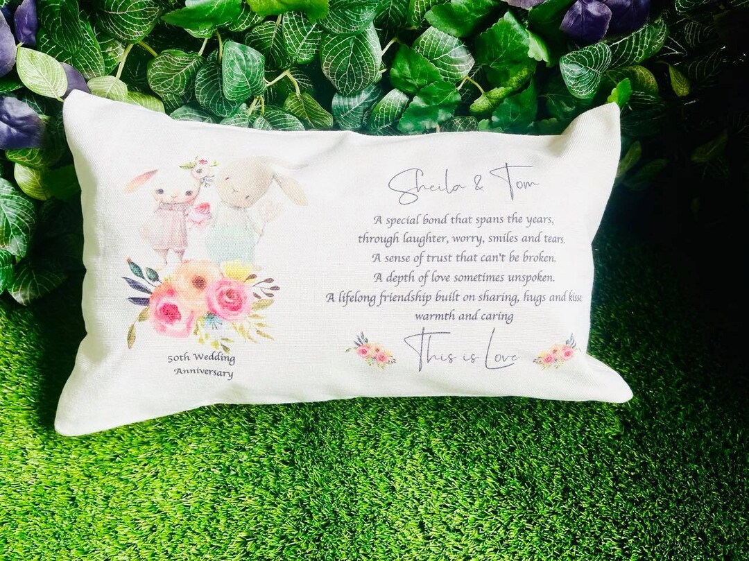 Personalised Anniversary Lumbar Cushion With Inner, Beautiful Wording ...
