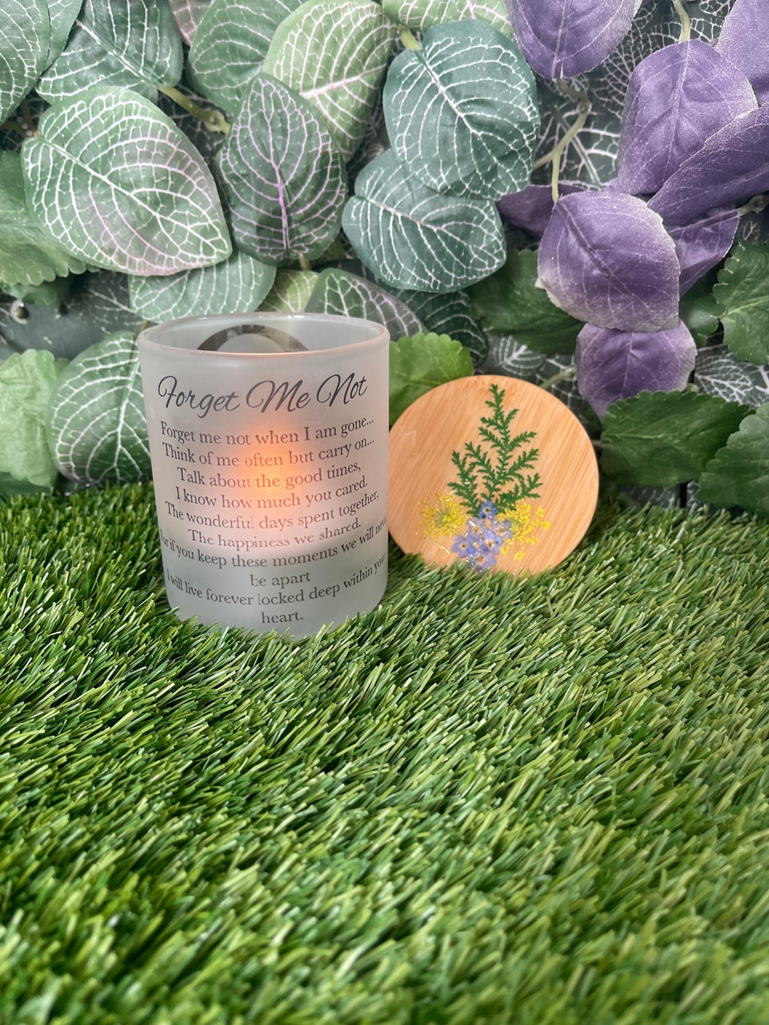 In Loving Memory Forget Me Not Tea Light Remembrance Candle, Forget Me ...