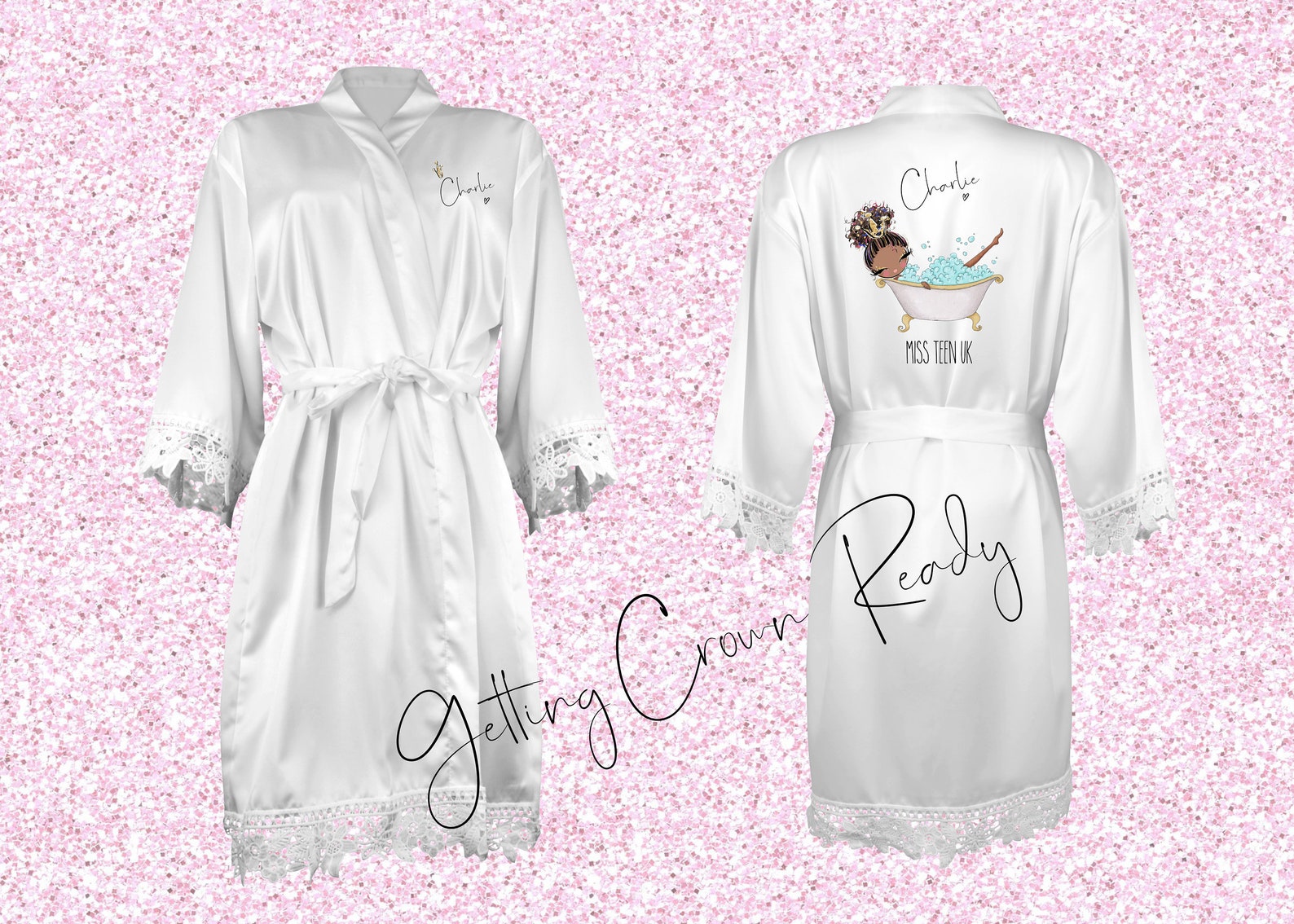 Pageant Robe Cute Cartoon Pageant Girl Getting Crown Ready | Etsy