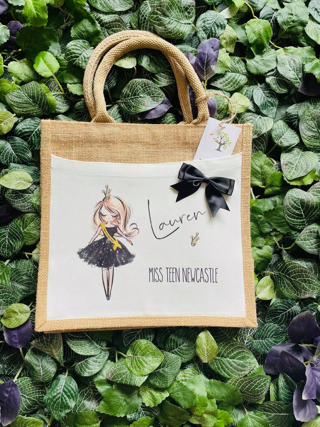 Super Cute Pageant Girl Jute Bag, Pageant Bag, Cute Cartoon Pageant ...