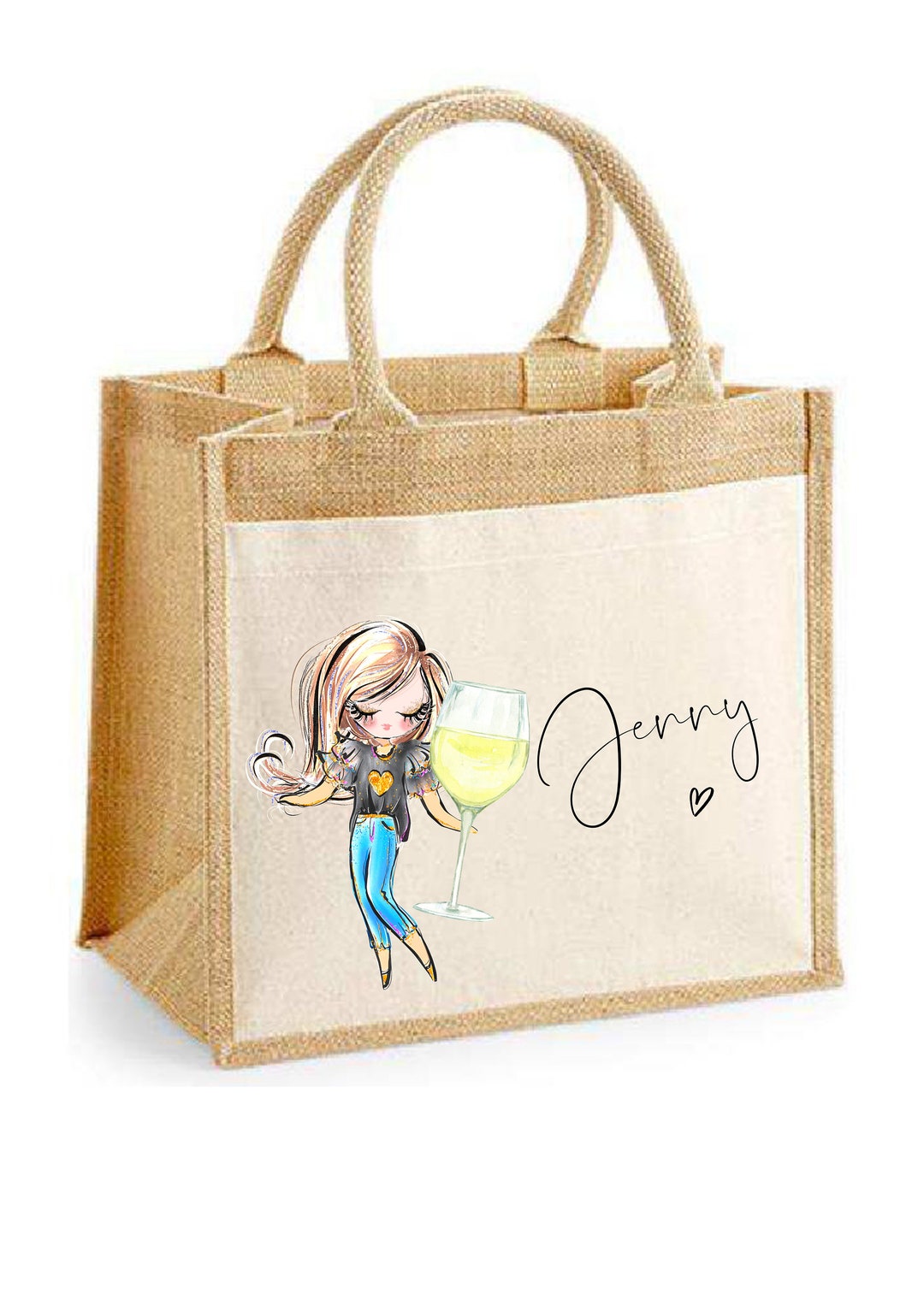 Super Cute Cartoon Girl Jute Bag, Jute Bag, Character Jute Bag, Cartoon ...