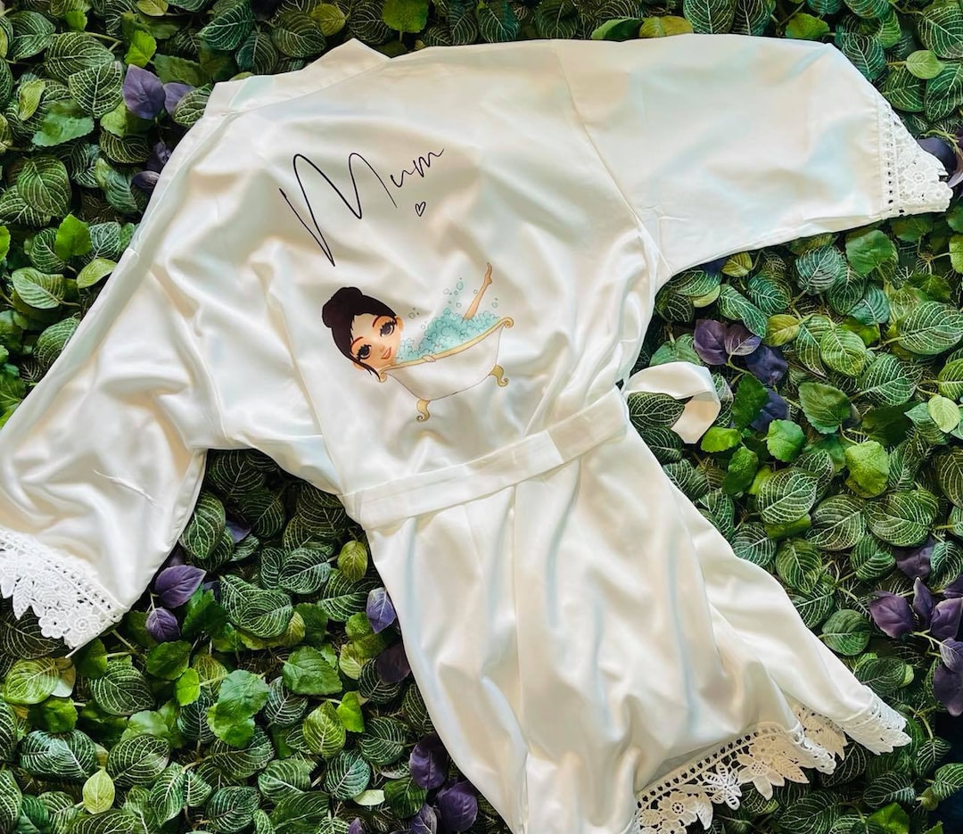 Lace Edge Cartoon Girl Robe, Bride to Be, Hen Party, Spa Weekend - Etsy UK