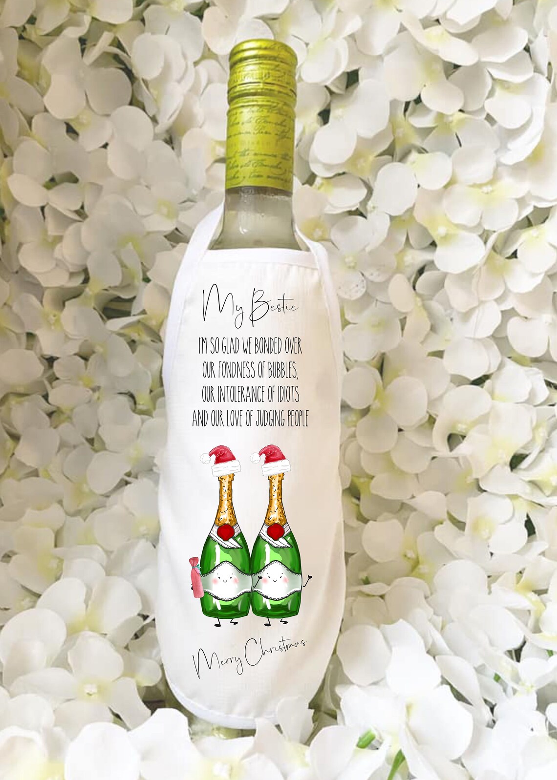 Cute Santa Champagne / Prosecco Bottles and Glasses, Christmas Booze ...