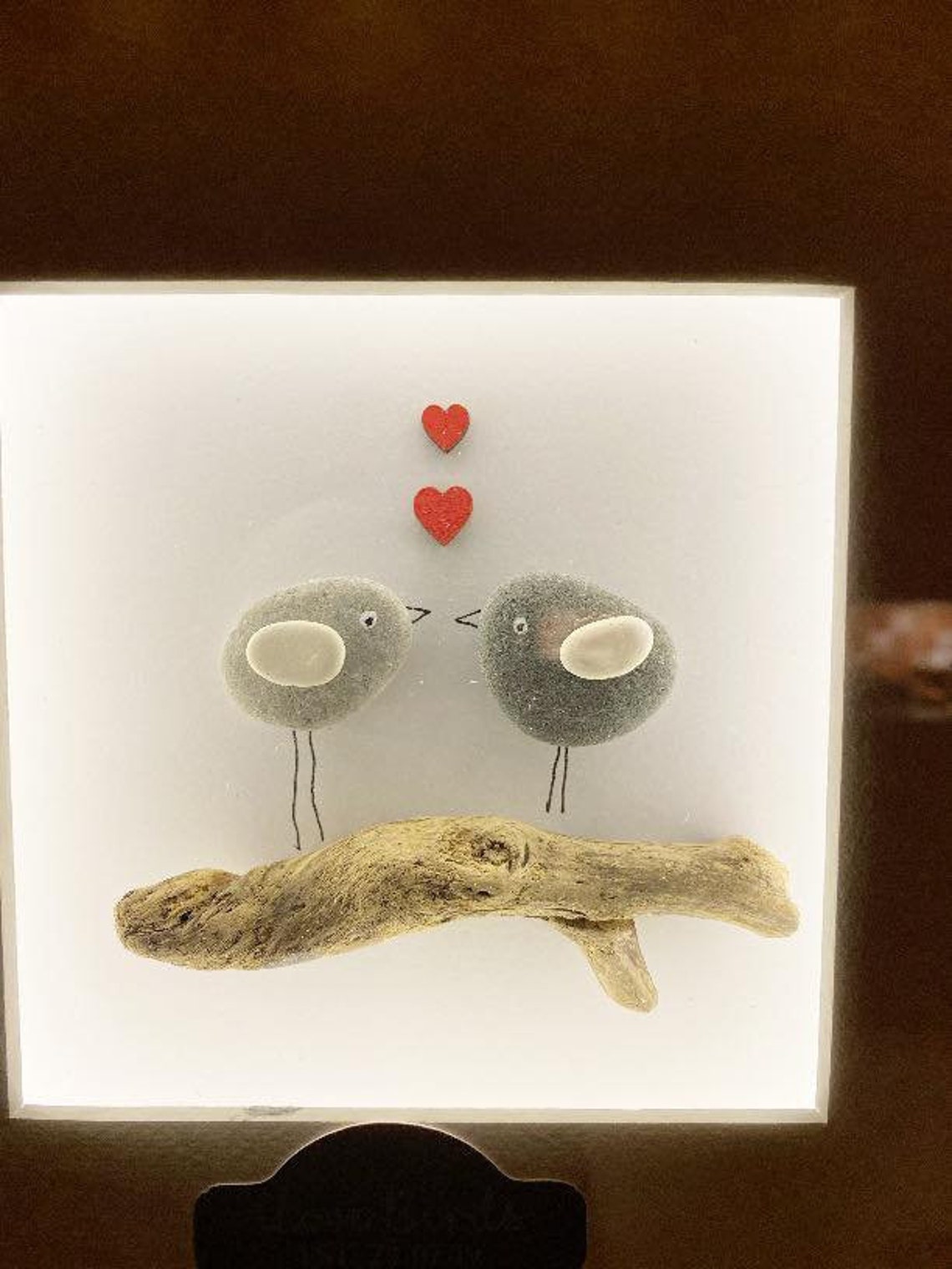 Love Birds Pebble Art Light up Box Frame | Etsy