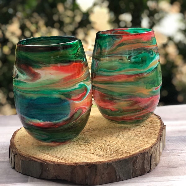 Alcohol Ink Wine Glasses - Etsy