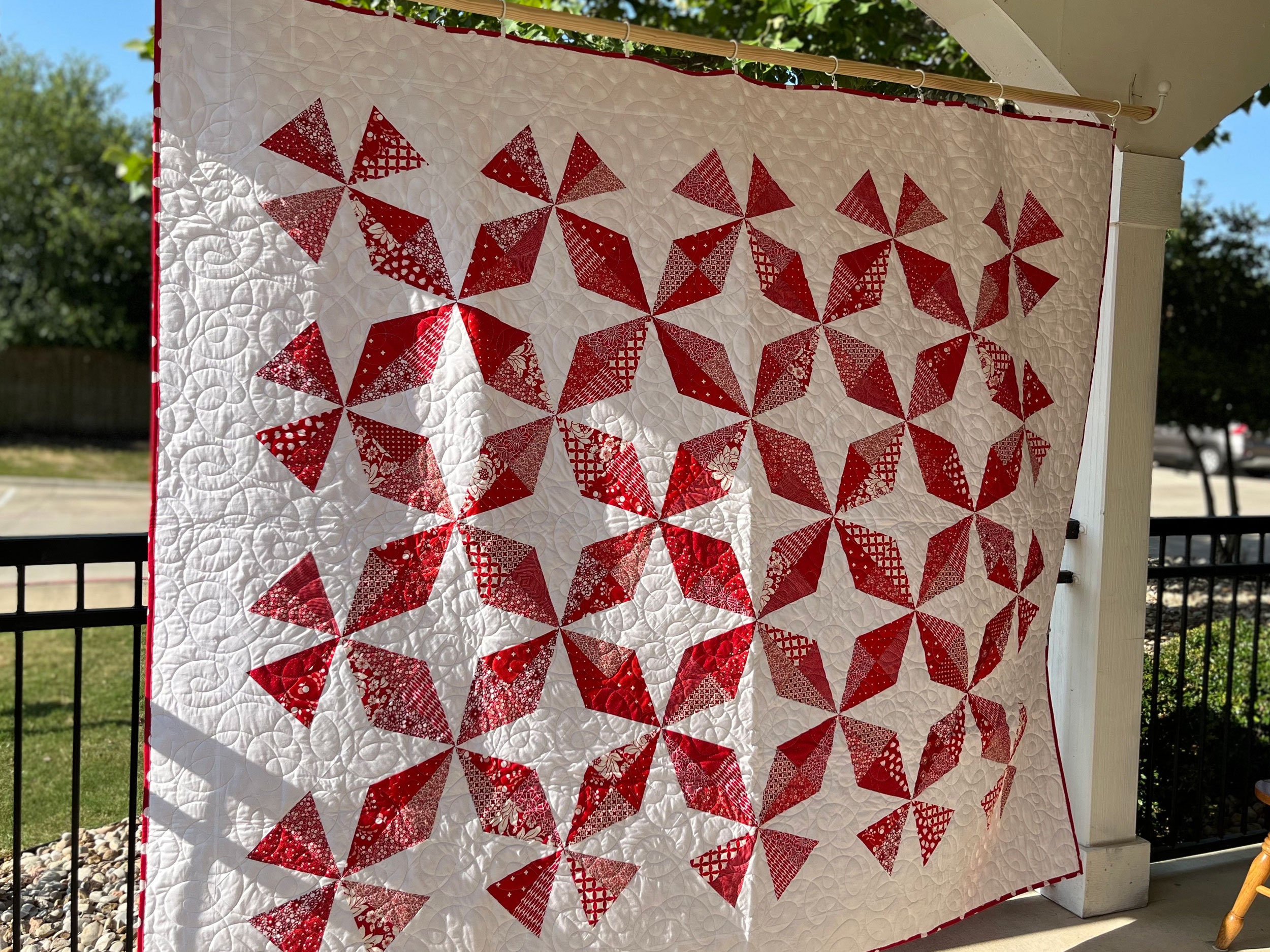 Red Pinwheels Quilt 79 X 92 - Etsy