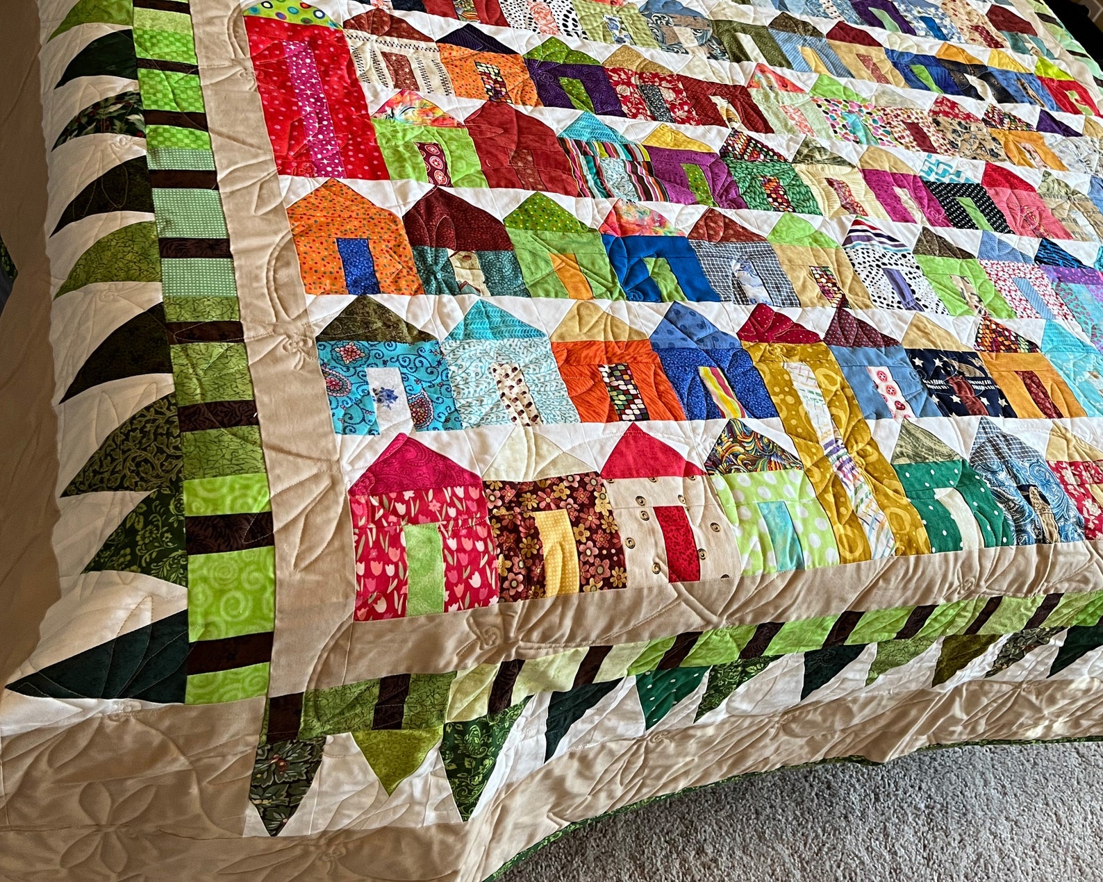Houses and Trees - Queen Quilt 74" X 91" - Etsy