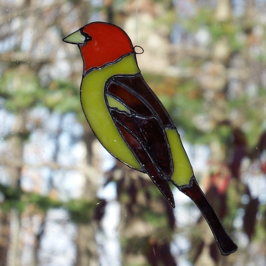Western Tanager Suncatcher, Artist Patti Songbird Suncatcher, Window ...