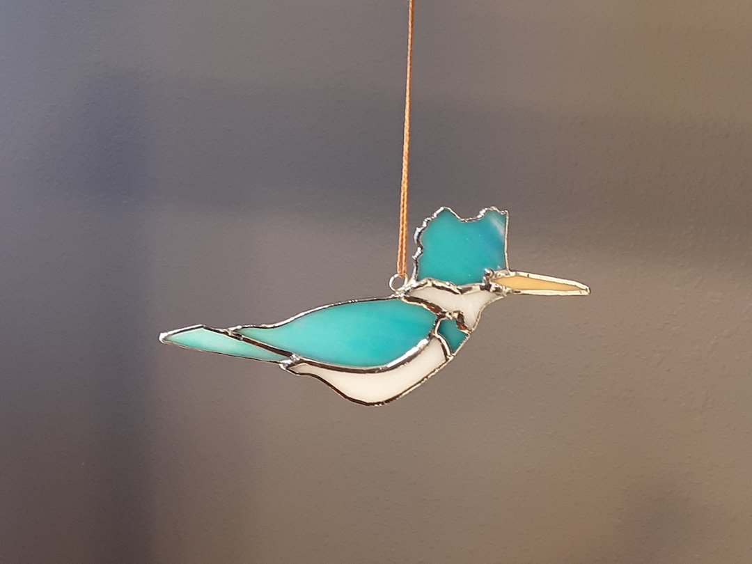 Blue Kingfisher Stained Glass Suncatcher, Waterbird Original Design by ...