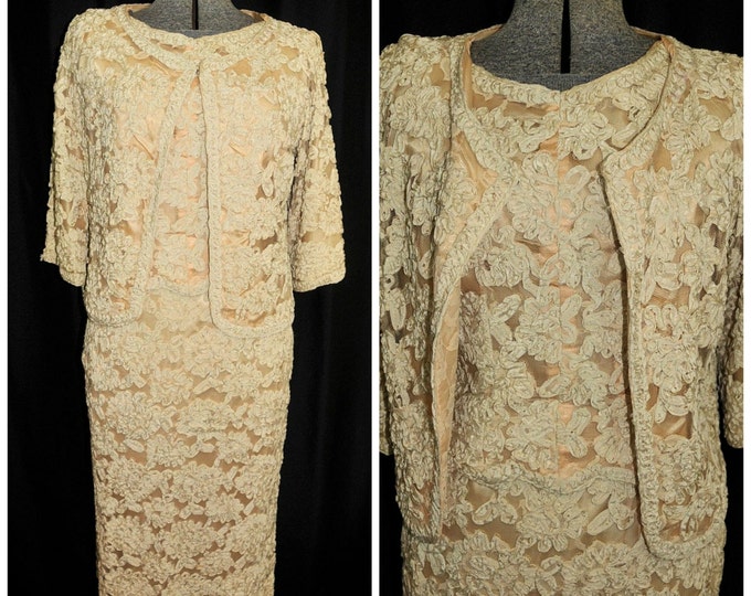 Stunning 'mena Cinque' Italian Burnt Peach Lace /victorin / 2 Piece ...